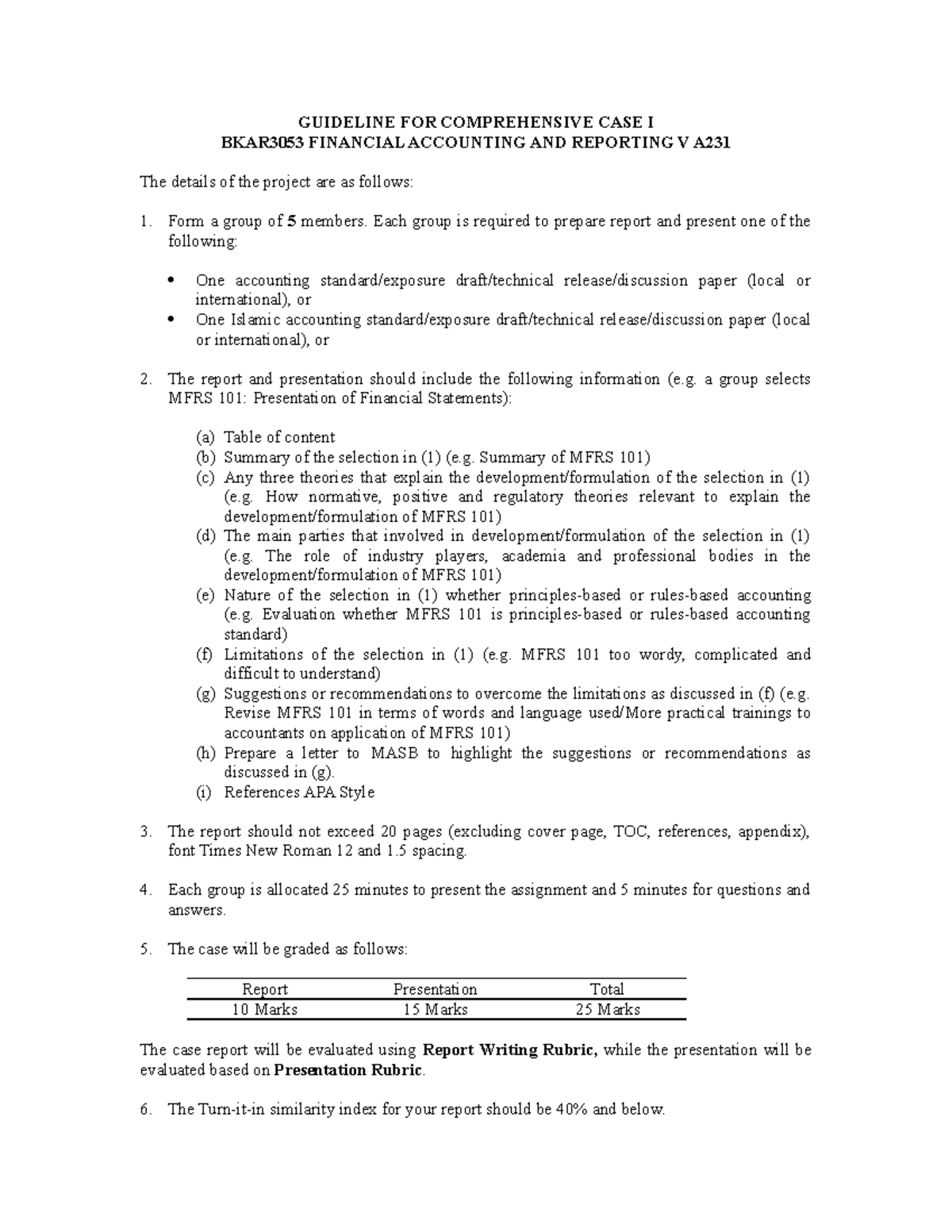 A231 Guideline FOR Comprehensive CASE I - GUIDELINE FOR COMPREHENSIVE ...