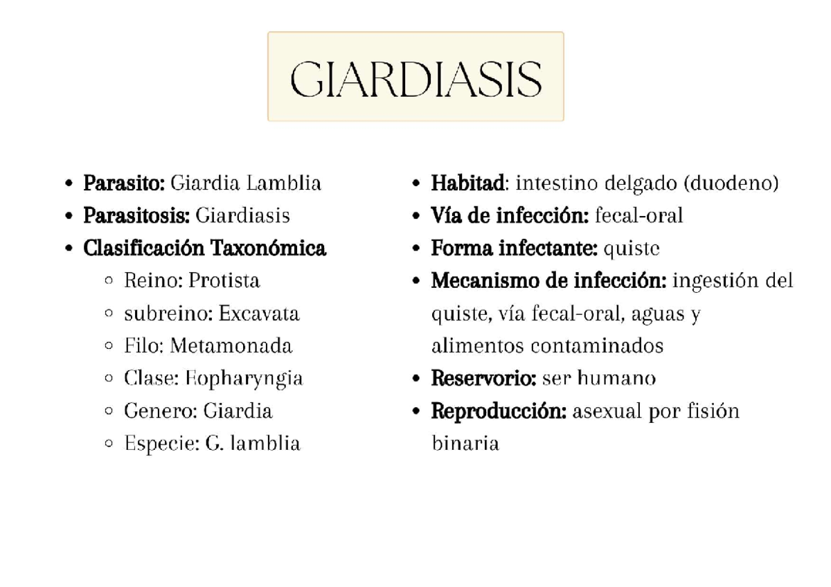 5 - Flashcard de Giardiasis - Parasitología - Studocu