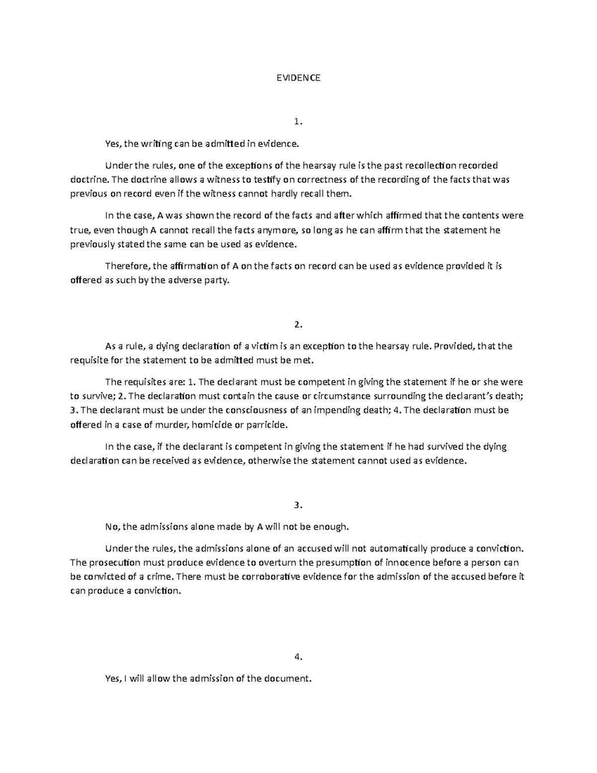 E vidence example 2020 Bicol callage - EVIDENCE 1. Yes, the writing can ...