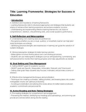 Title Vocabulary for EDUC 1300 Learning Frameworks - Title: Vocabulary ...