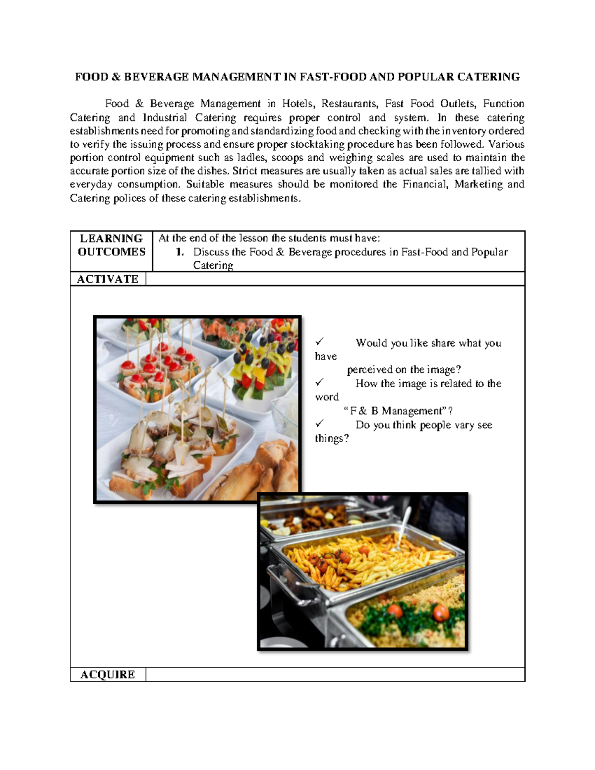 1.FAST FOOD - ... - FOOD & BEVERAGE MANAGEMENT IN FAST-FOOD AND POPULAR ...