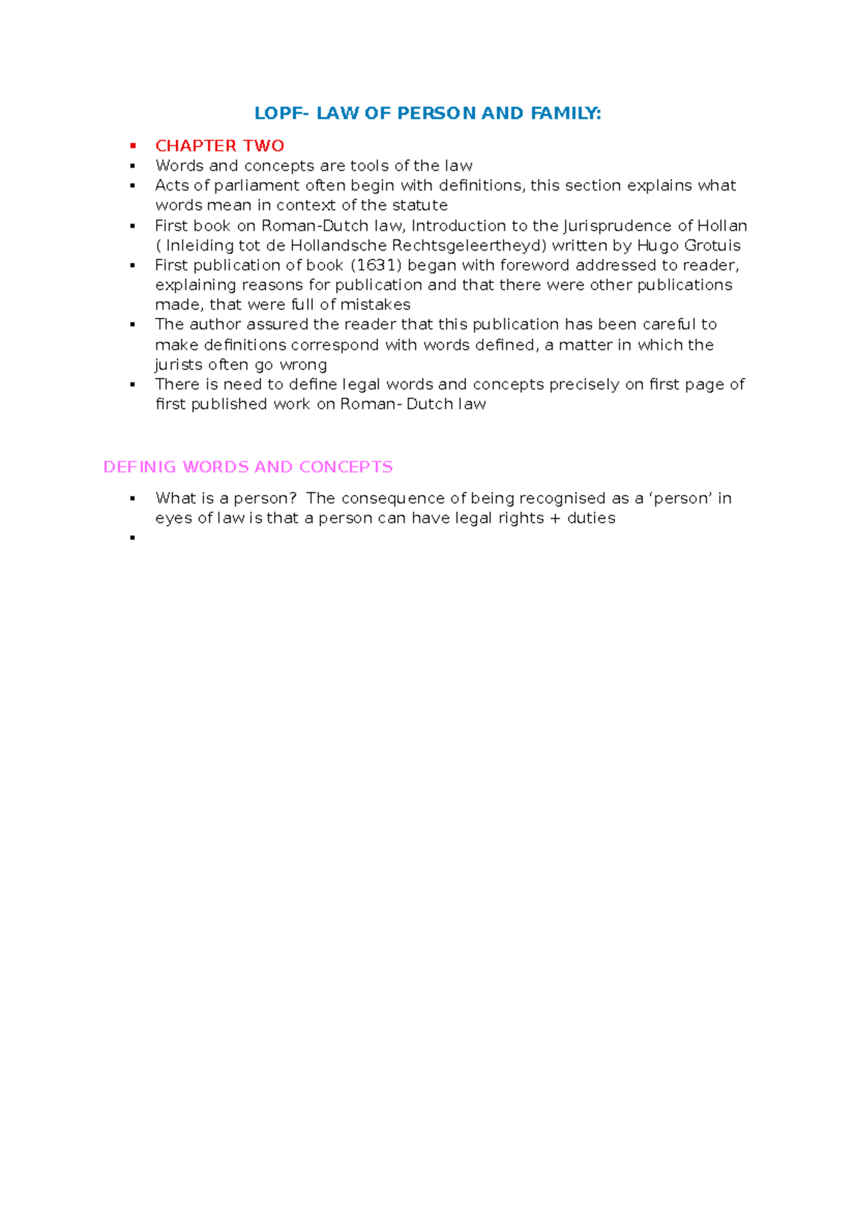 Lopf notes - LOPF- LAW OF PERSON AND FAMILY: CHAPTER TWO Words and ...