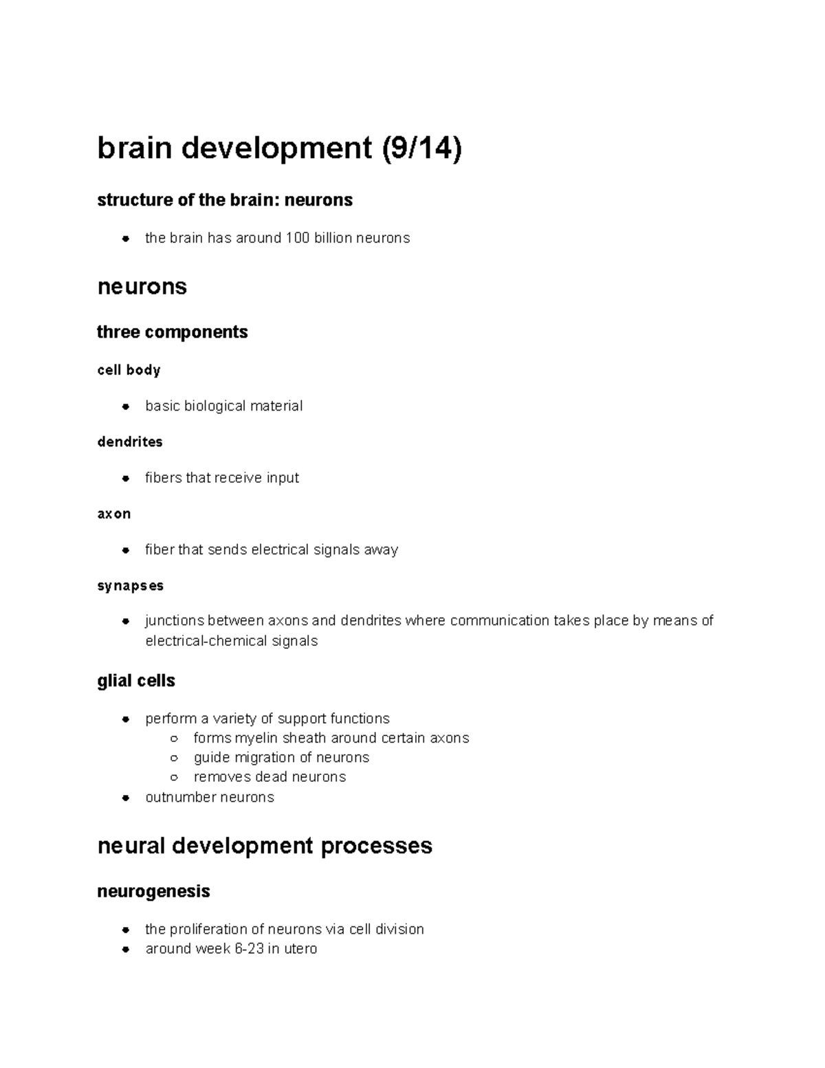 Brain development - Lecture notes 3 - PSYCH 350 - UMass Amherst - Studocu