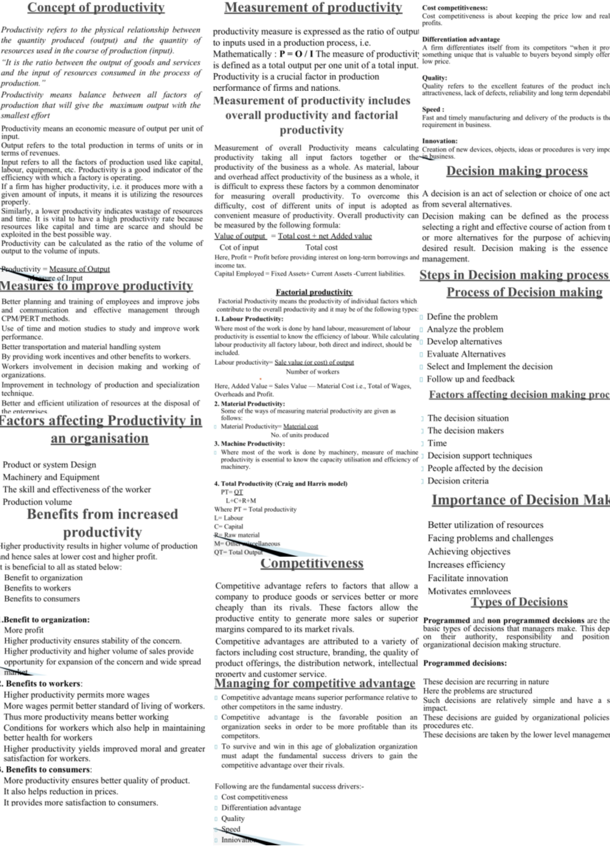 Management 3rd copy - Concept of productivity Measurement of ...