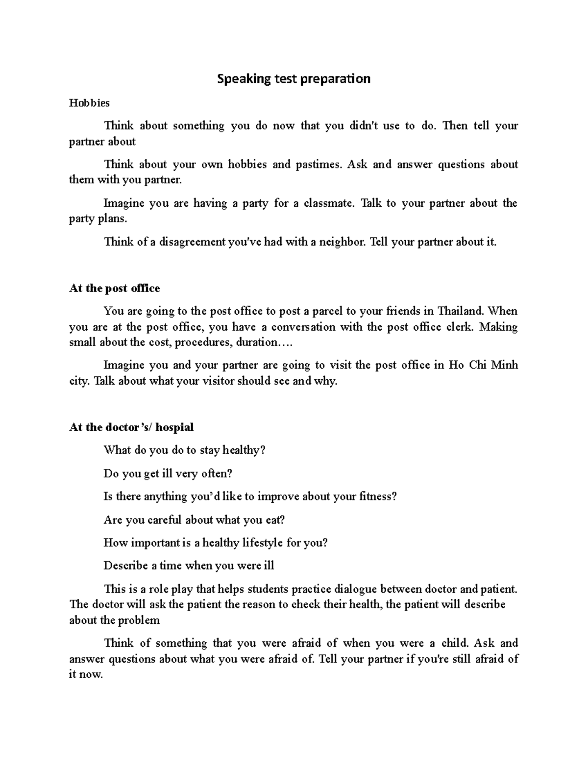 Speaking test preparation - Speaking test preparation Hobbies Think ...