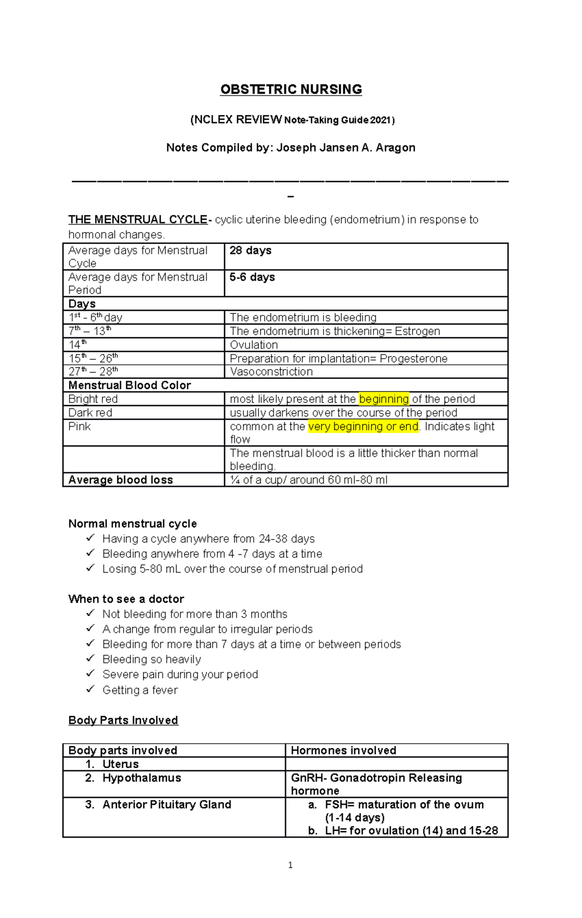 Obstetric Nursing 2021 Nclex Review - OBSTETRIC NURSING (NCLEX REVIEW ...