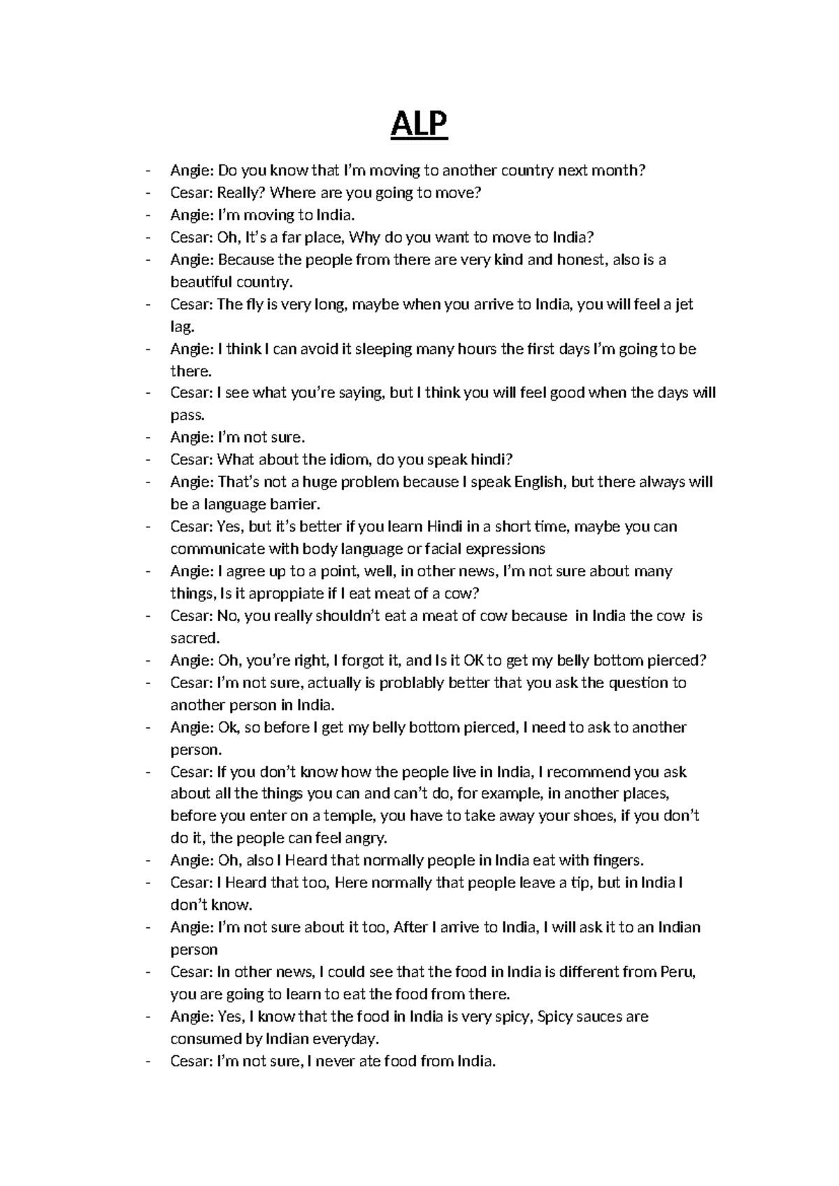 ALP (I02) - alp i02 - ALP - Angie: Do you know that I’m moving to another country next month ...