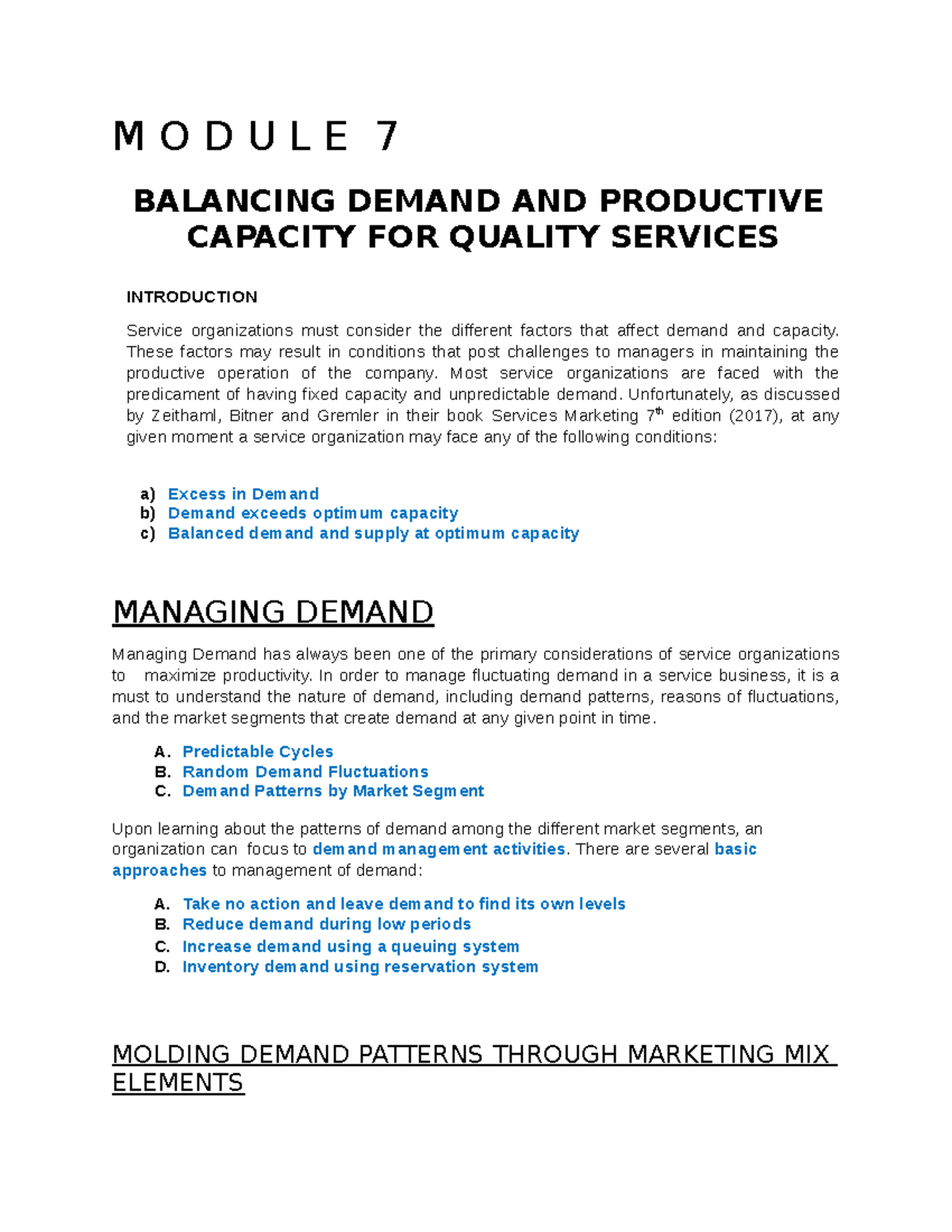 Module 7 Balancing Demand and Productive - M O D U L E 7 BALANCING ...