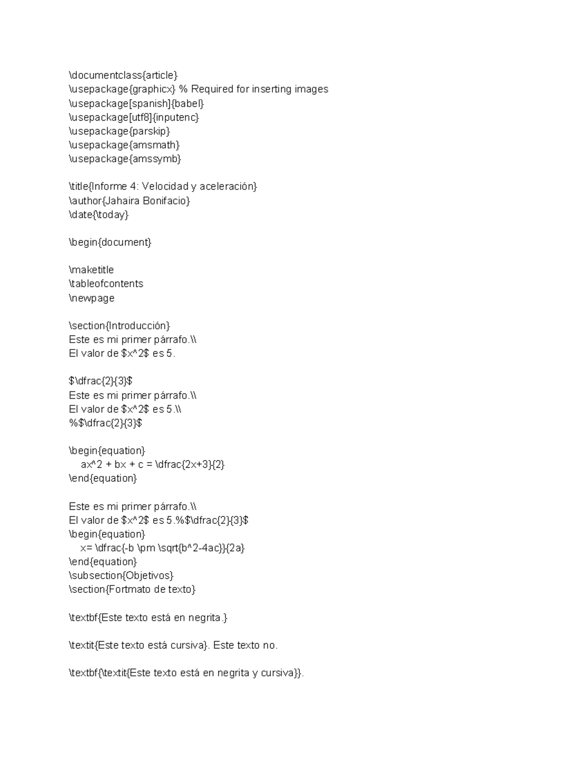 Código de latex - \documentclass{article} \usepackage{graphicx} % Required for inserting images ...