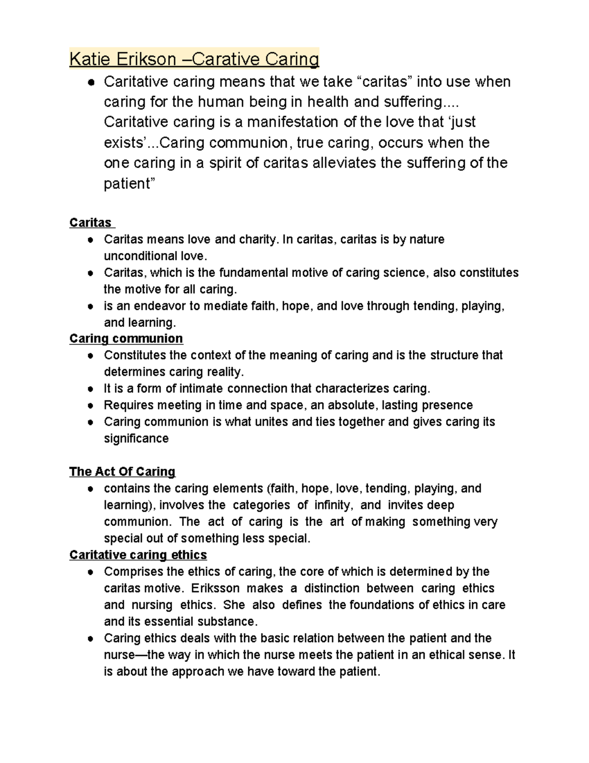 Katie Erikson Carative Caring - Katie Erikson –Carative Caring ...