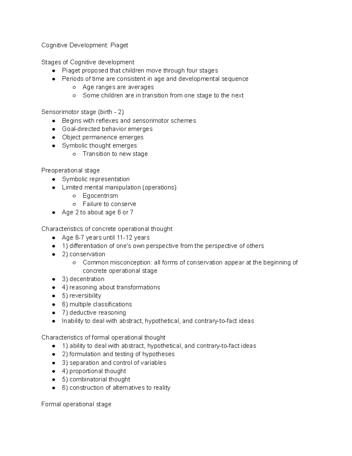 Cognitive Development - Studocu