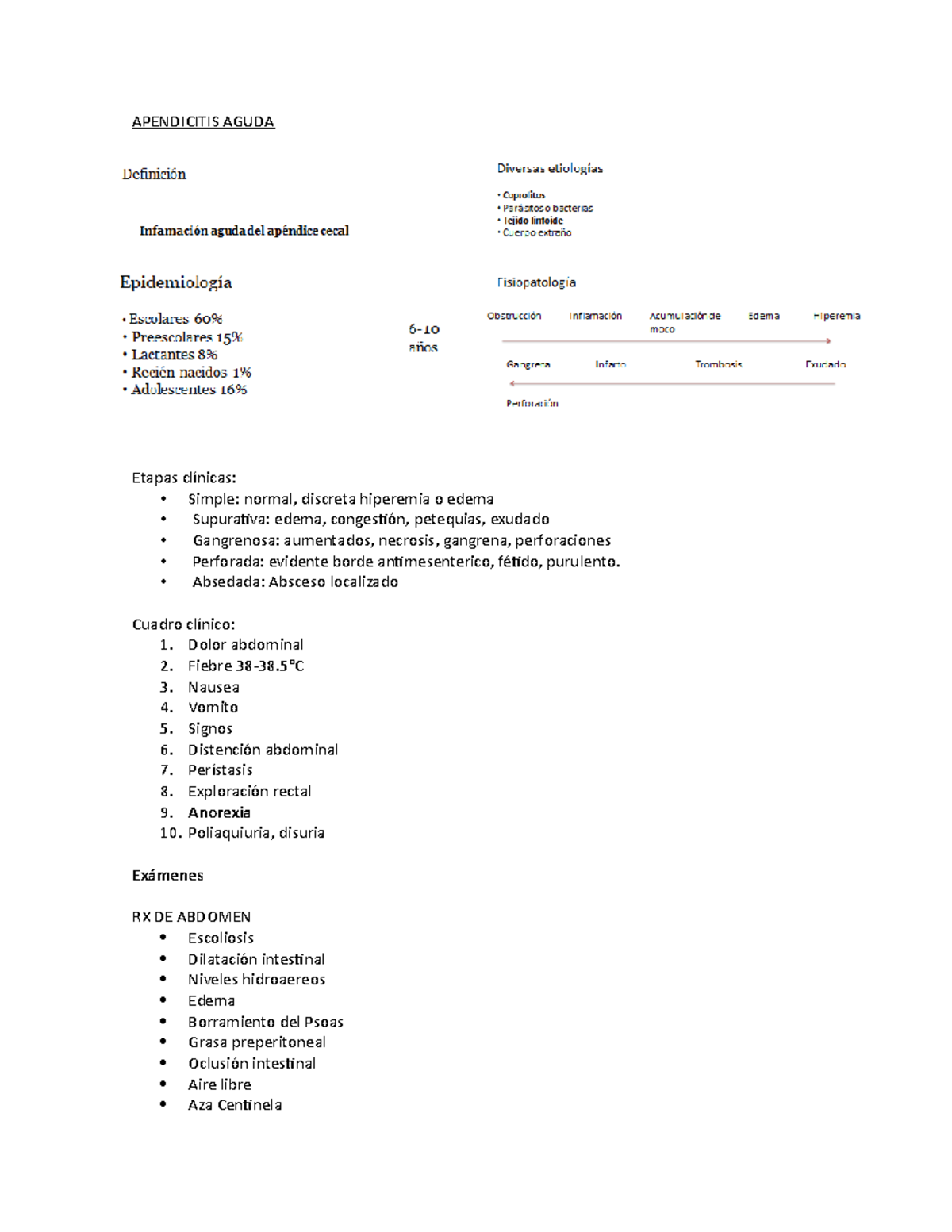 Apendicitis Aguda pedia 2 - APENDICITIS AGUDA Etapas clínicas: - Simple ...
