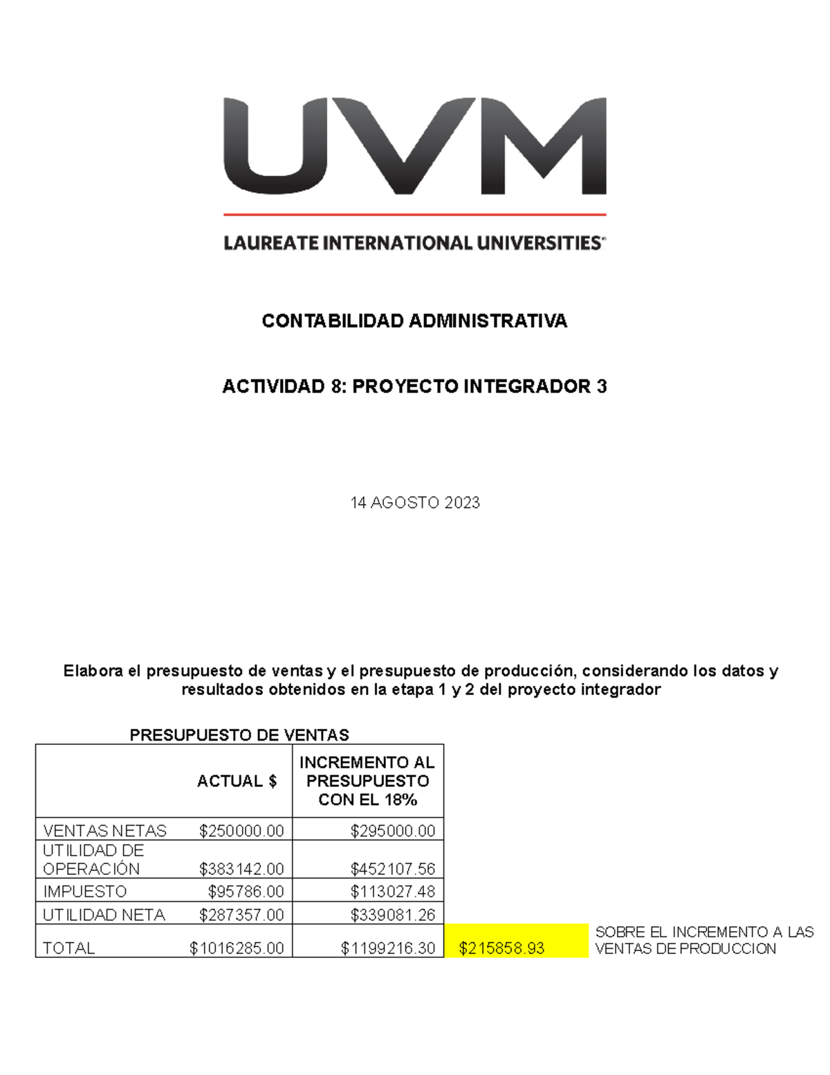 Actividad 8 Proyecto Integrador 3 contabilidad - CONTABILIDAD ADMINISTRATIVA ACTIVIDAD 8 ...