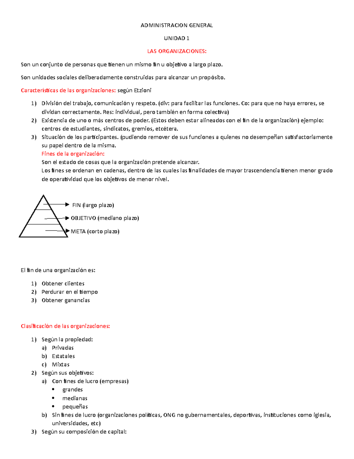 Administracion General - ADMINISTRACION GENERAL UNIDAD 1 LAS ...