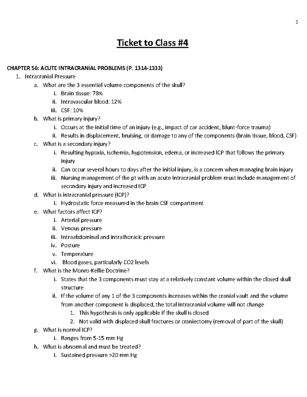 NR341 Ticket to Class 4 - Ticket to Class CHAPTER 56: ACUTE ...