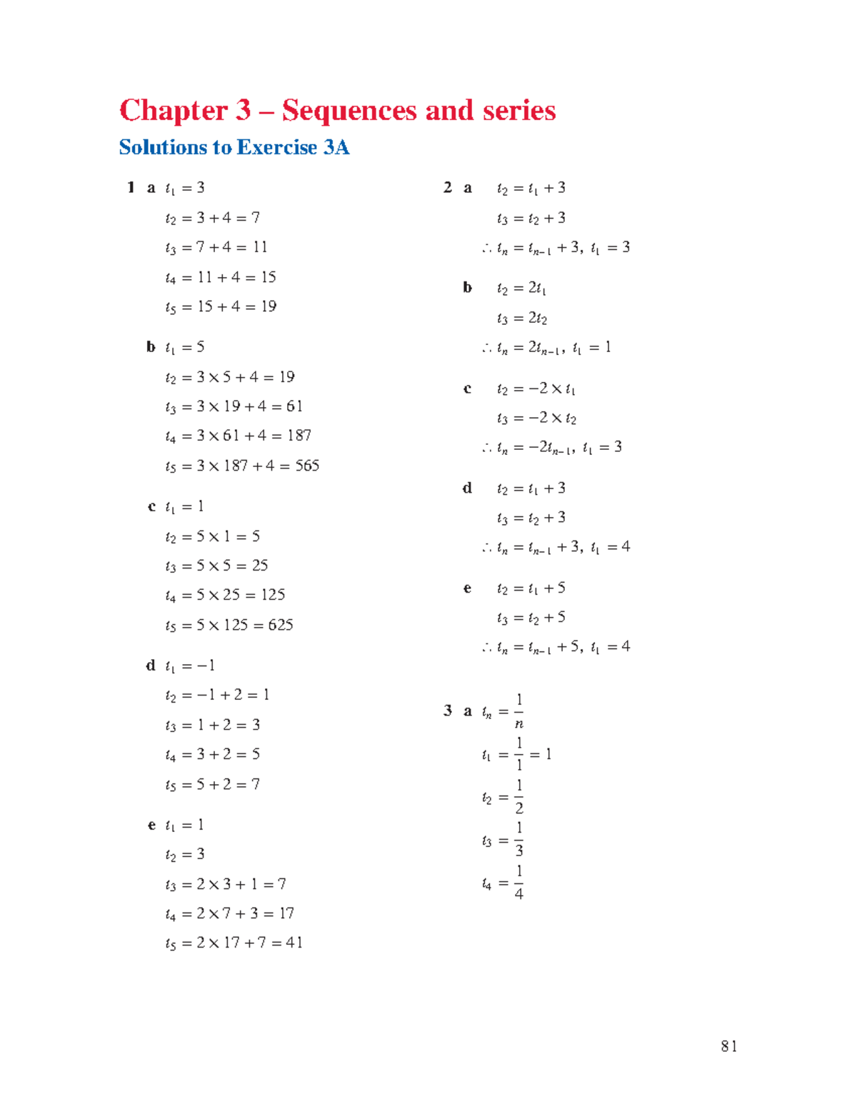 Chapter 3 - Sequences and Series - Worked Solutions - Chapter 3 ...