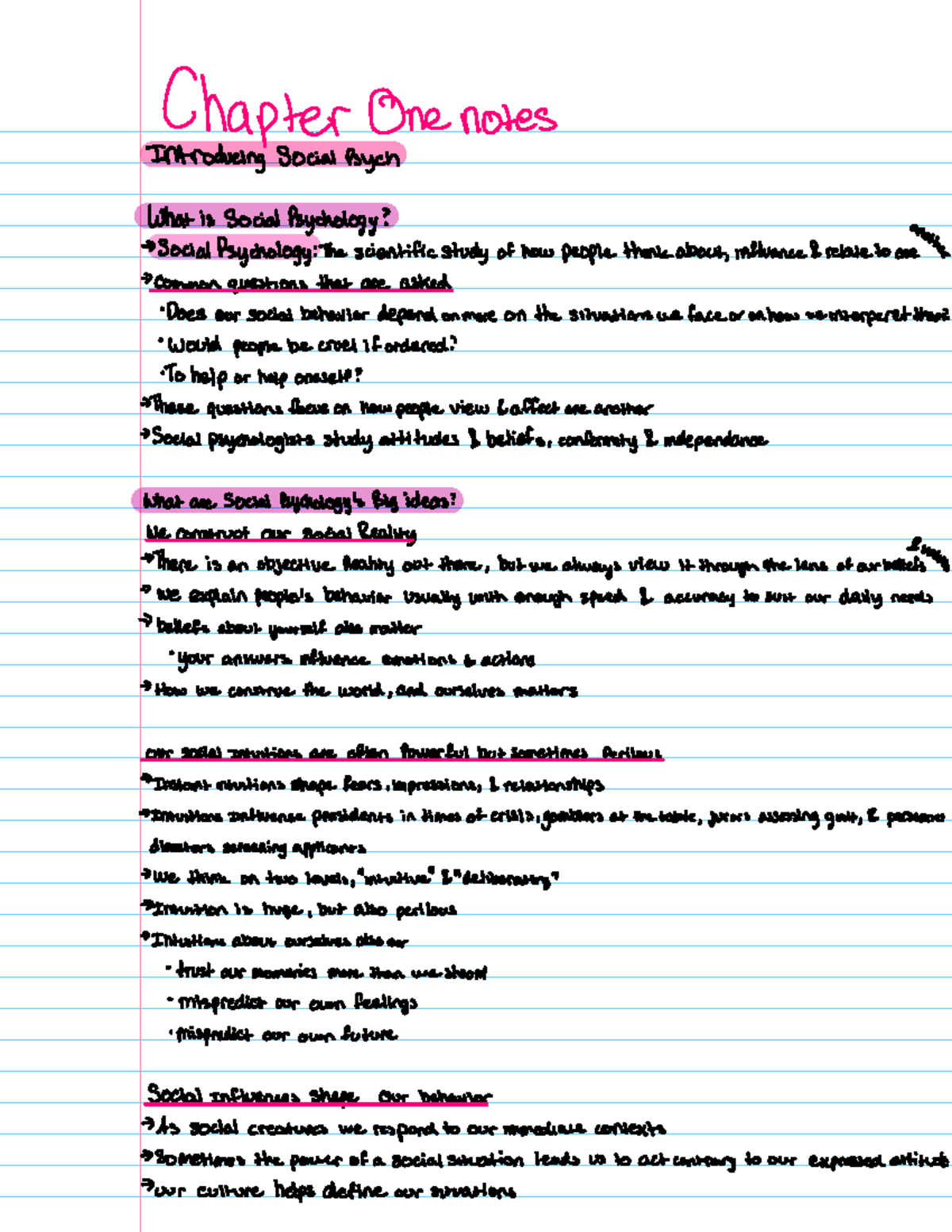 Chapter One notes - Chapter One notes Introducing SocialPsych Whatis ...