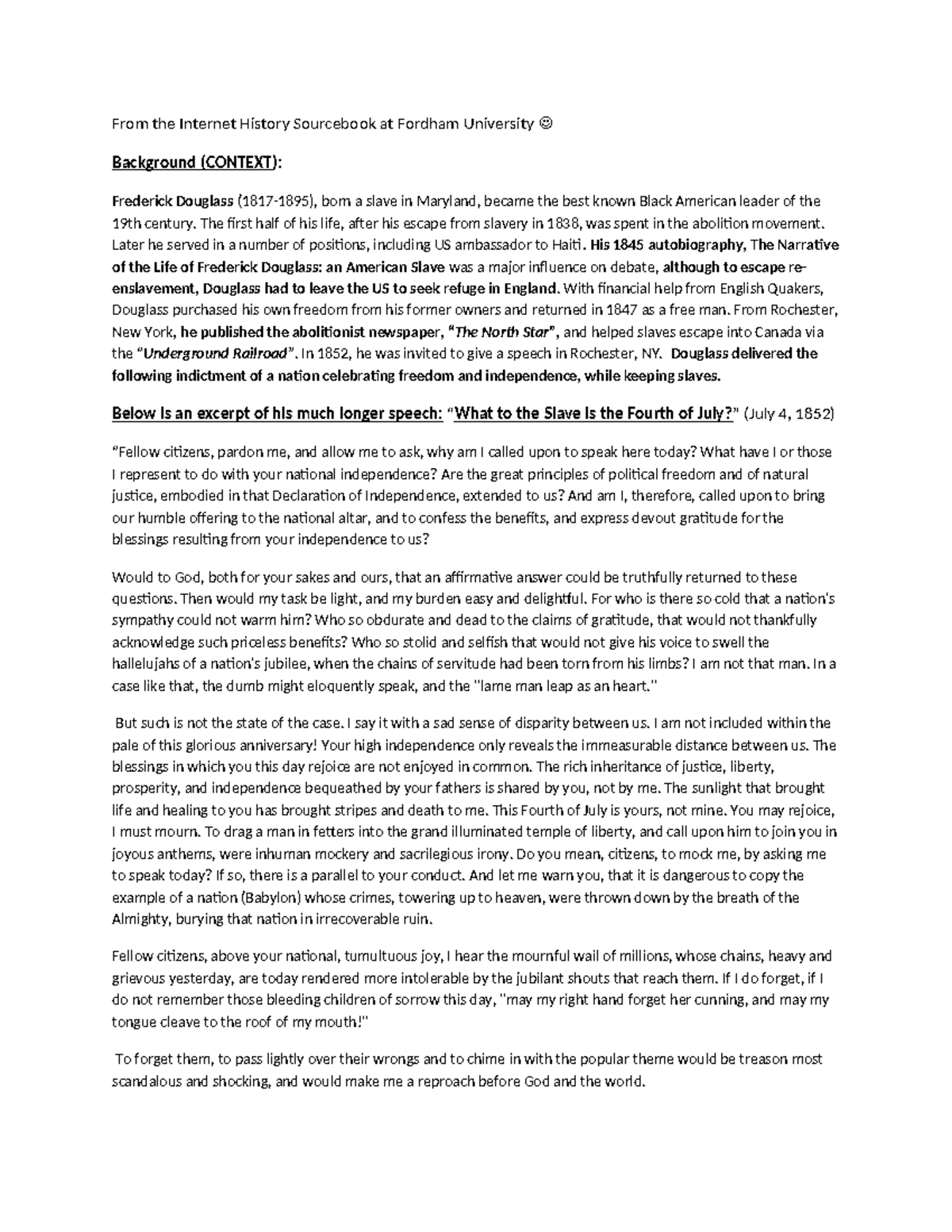 Frederick Douglas Doc and Questions 2018 - From the Internet History ...