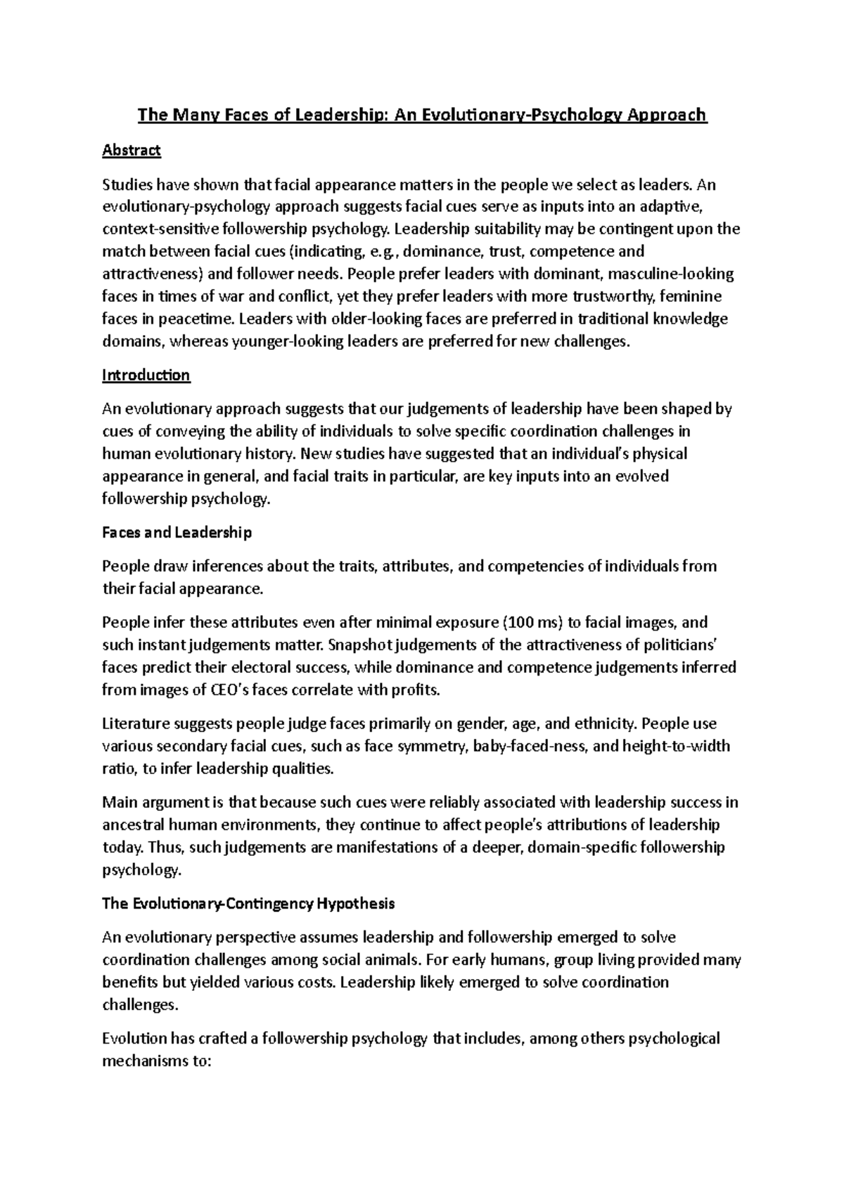 Many faces of leadership - The Many Faces of Leadership: An ...