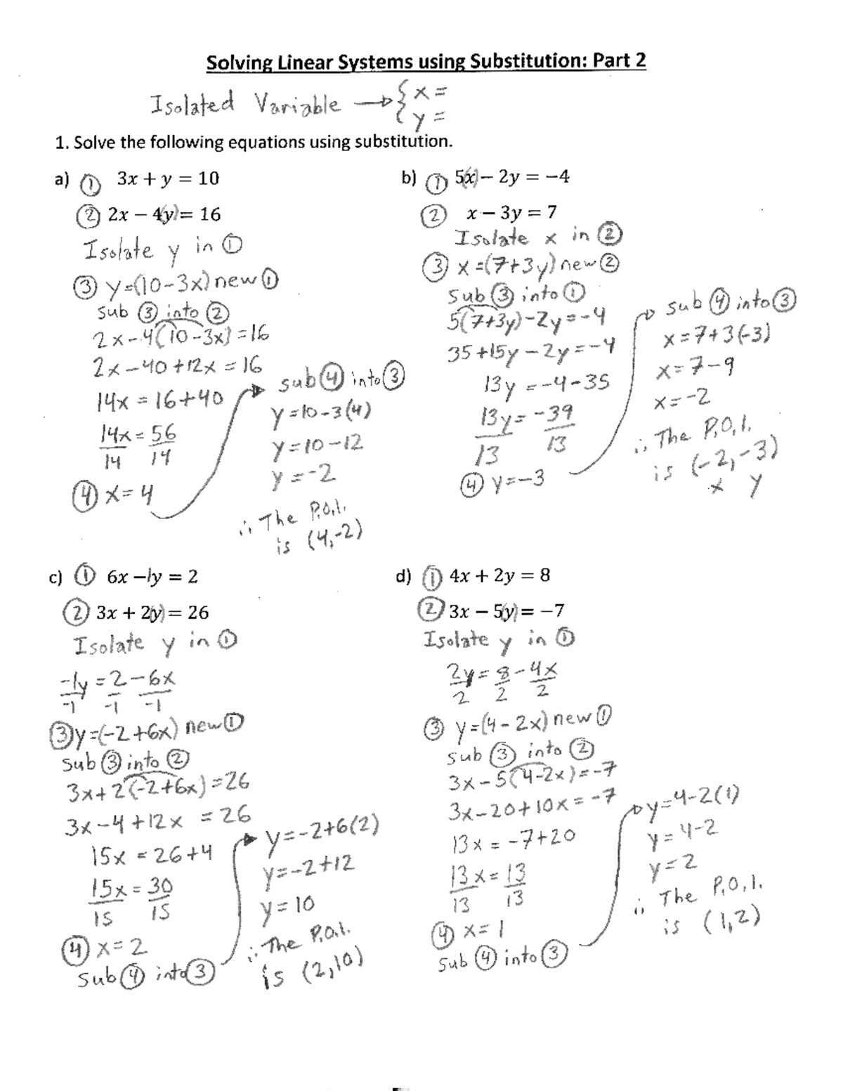 Mfm2p substitutionpart 2 soln - Math 125.3 - Studocu