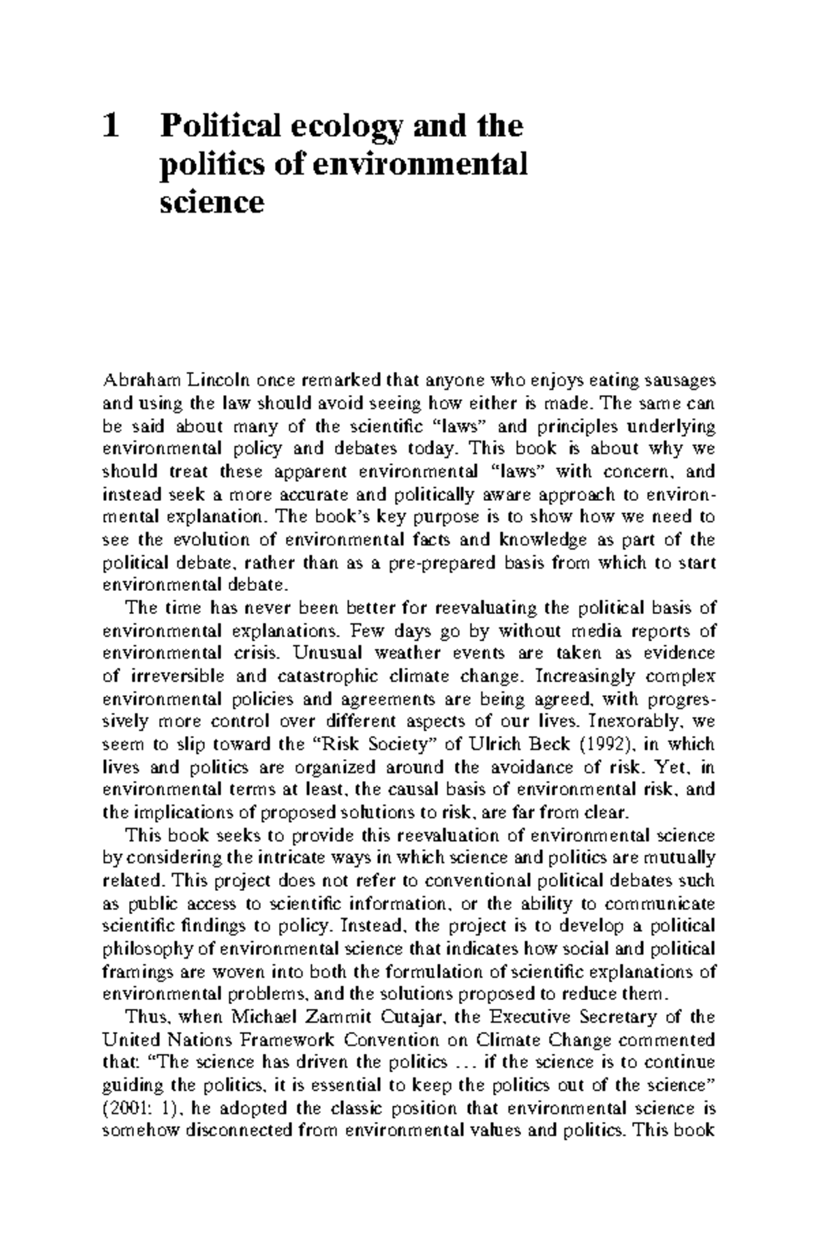 10 - chapter note - 1 Political ecology and the politics of ...