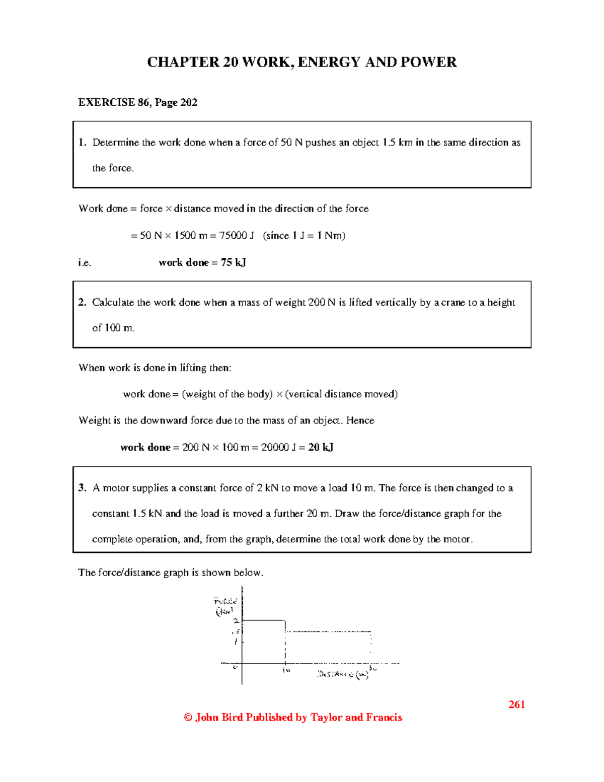 FSch20 - Lecture notes - 261 CHAPTER 20 WORK, ENERGY AND POWER EXERCISE ...
