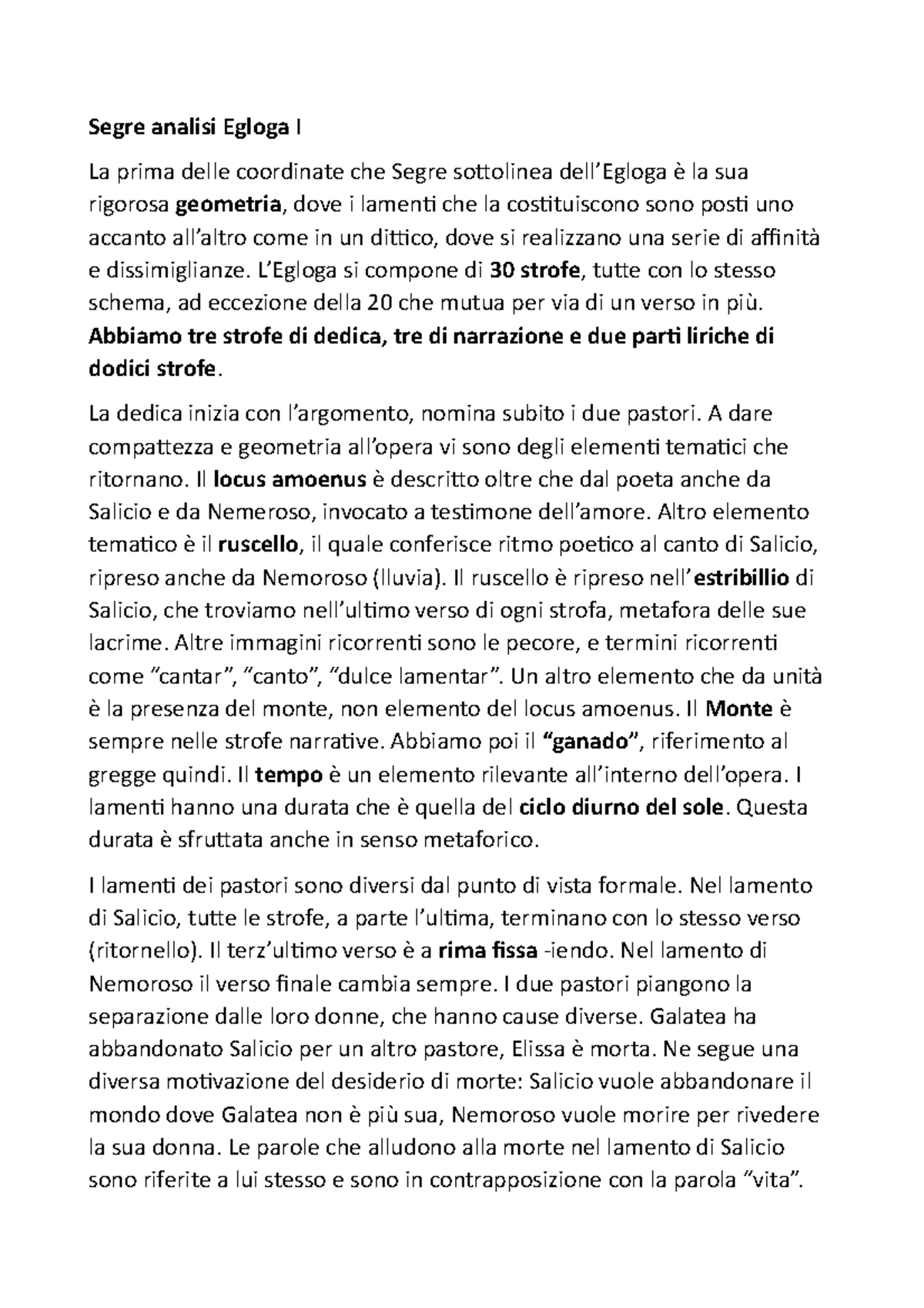Segre analisi Egloga I - L’Egloga si compone di 30 strofe , tutte con ...