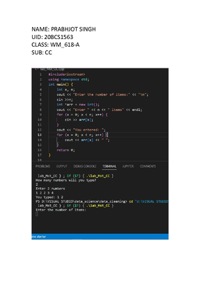 CC Worksheet 2 - data structures and algorithms - COMPUTER SCIENCE & ENGINEERING Experiment-1 ...