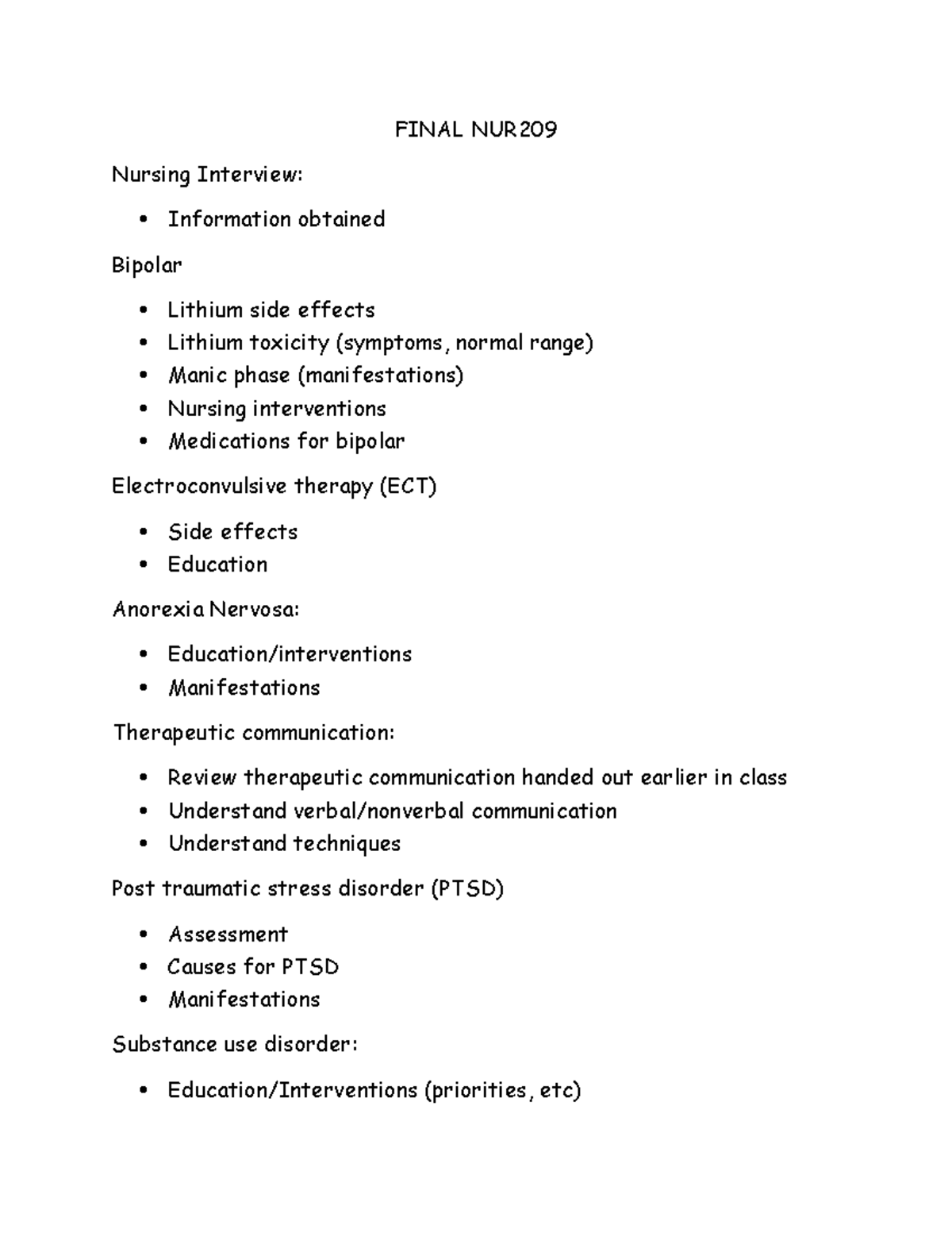 Final Study Guide - FINAL NUR Nursing Interview: Information obtained ...
