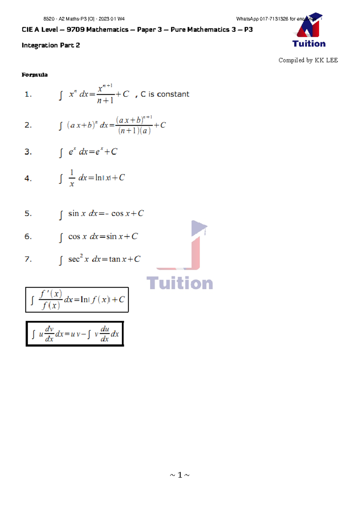A2 Maths-P3 [O] - 2023 01 W4 - Cambridge A-Level Maths - CIE A Level ...