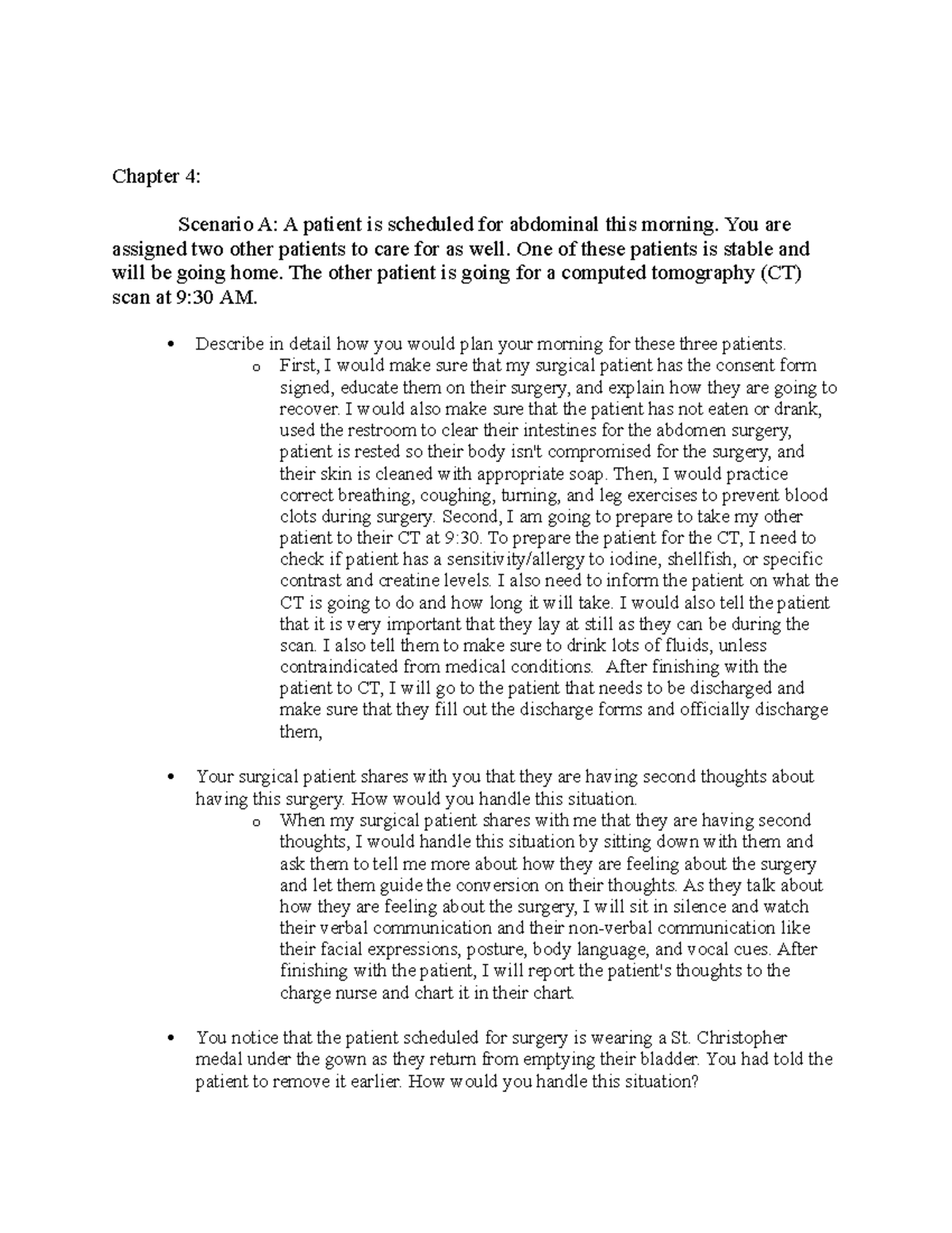Nursing of Adults (medsurg) unit 1 assignment - Chapter 4: Scenario A ...