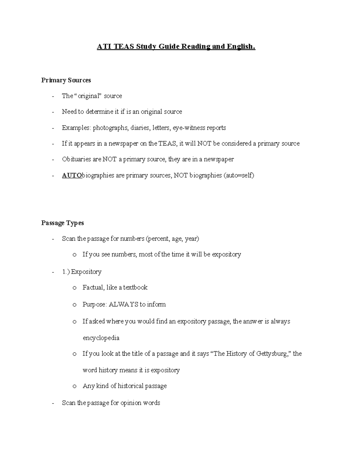 Ati teas study guide reading and english - ATI TEAS Study Guide Reading ...