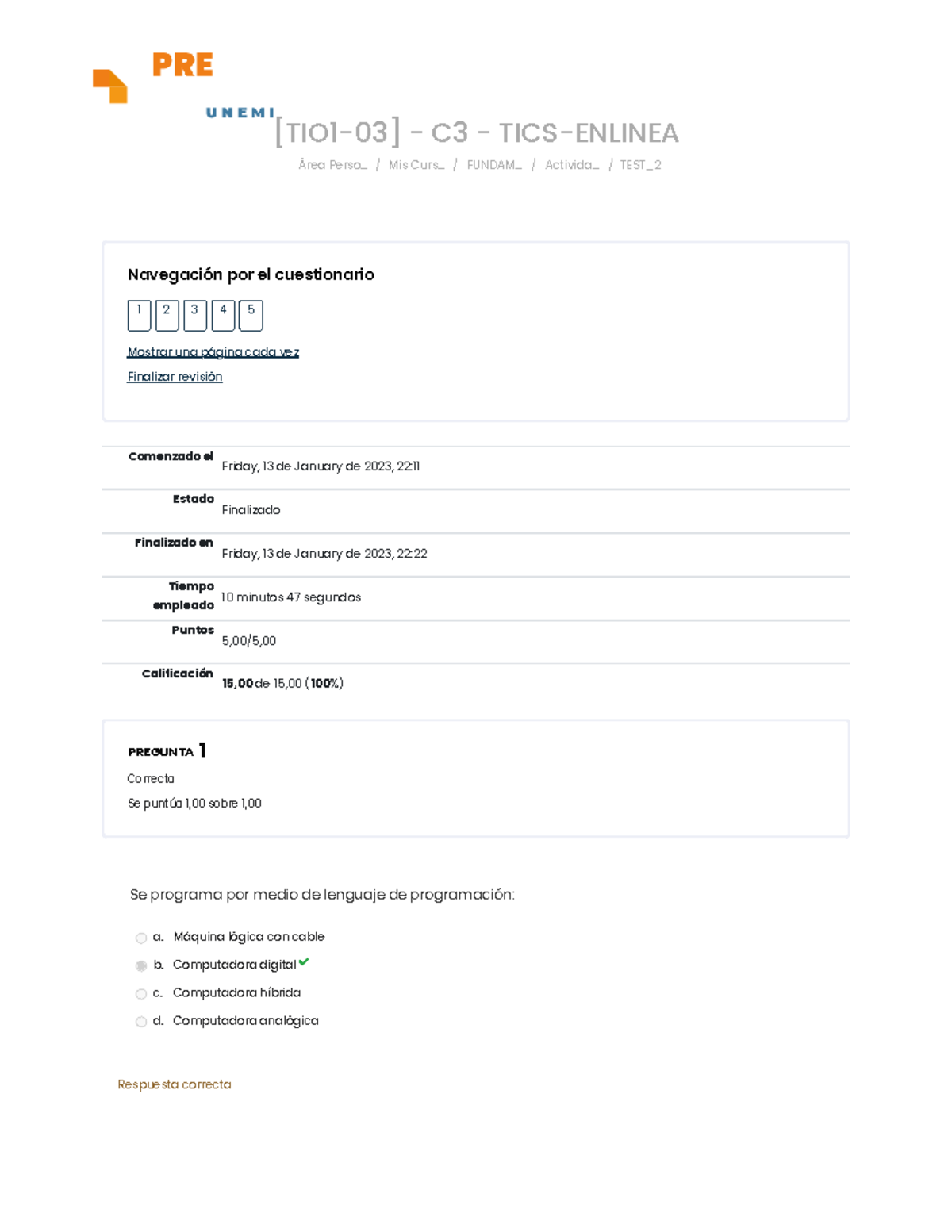 Recopilacion TICS TEST 2 - FUNDAMENTOS DE TECNOLOGÍAS DE LA INFORMACIÓN ...