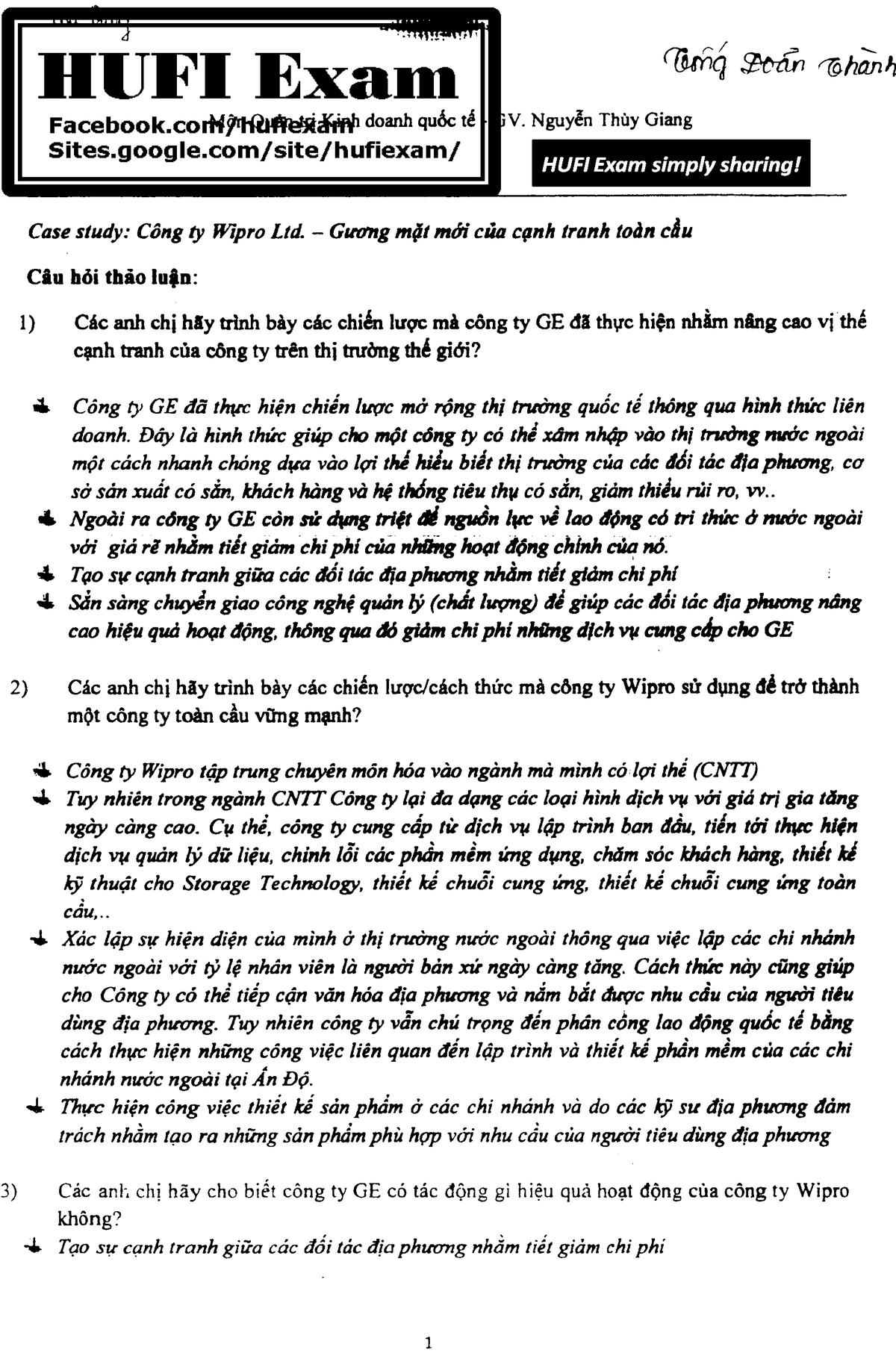 BAI GIAI CASE Study HUFI EXAM - Kinh doanh quốc tế - Studocu