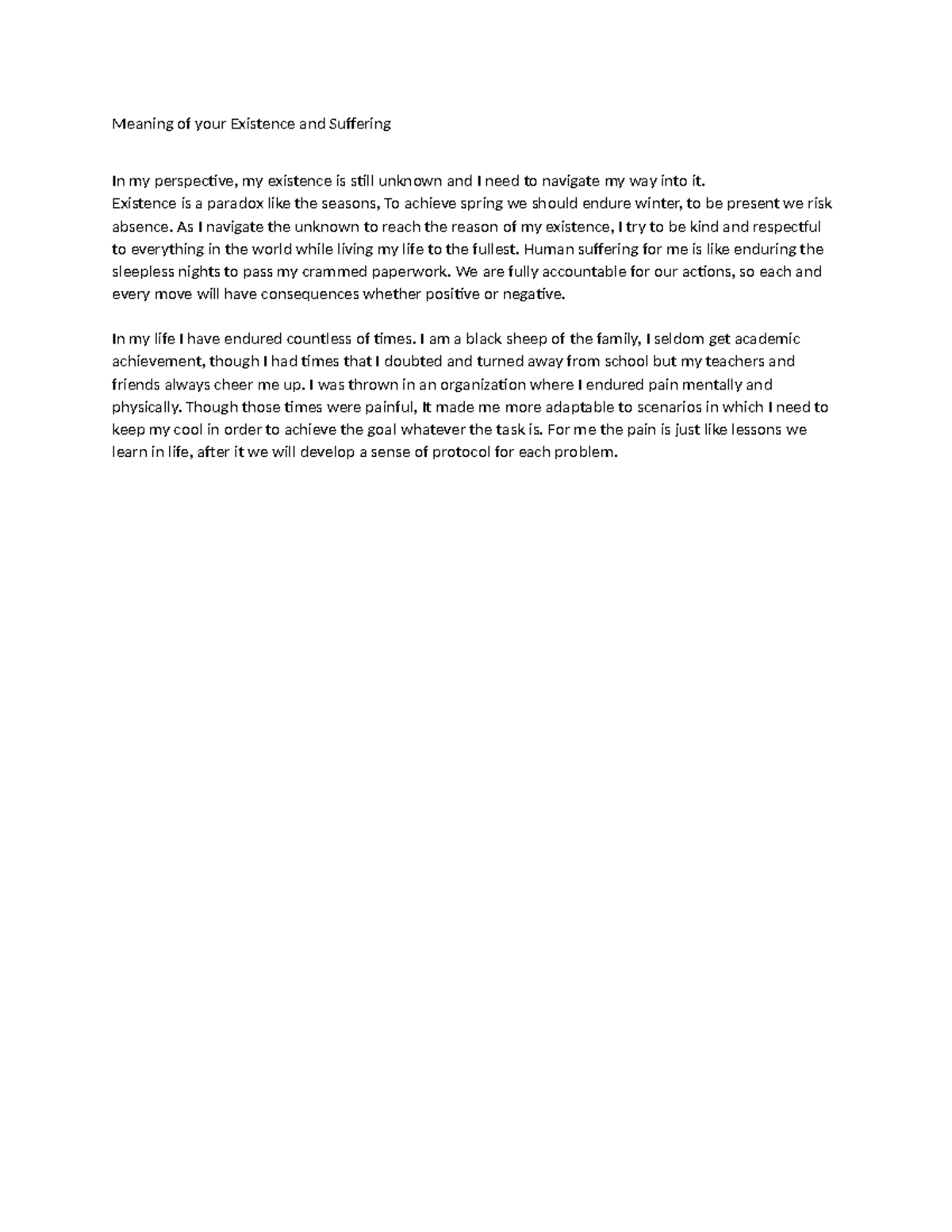 Meaning of your Existence and Suffering - Existence is a paradox like ...