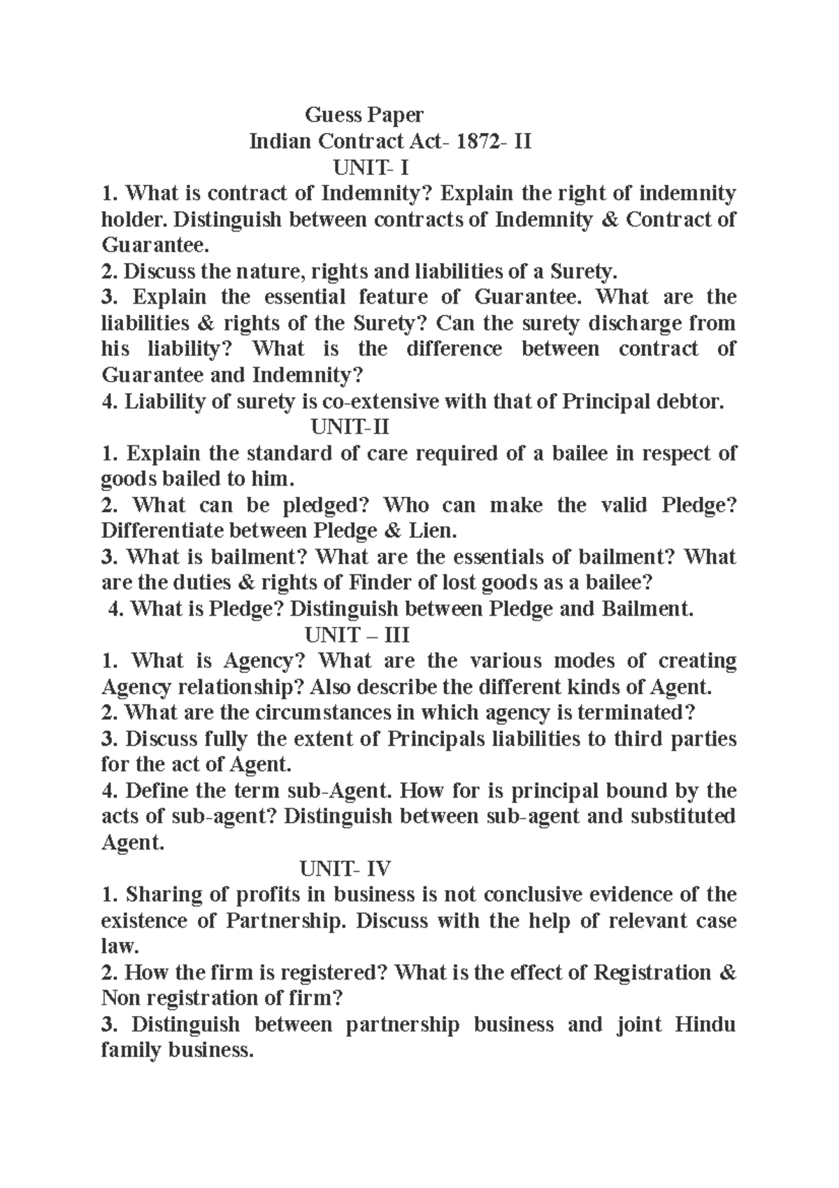 Exam Guess Paper - Guess Paper - Studocu