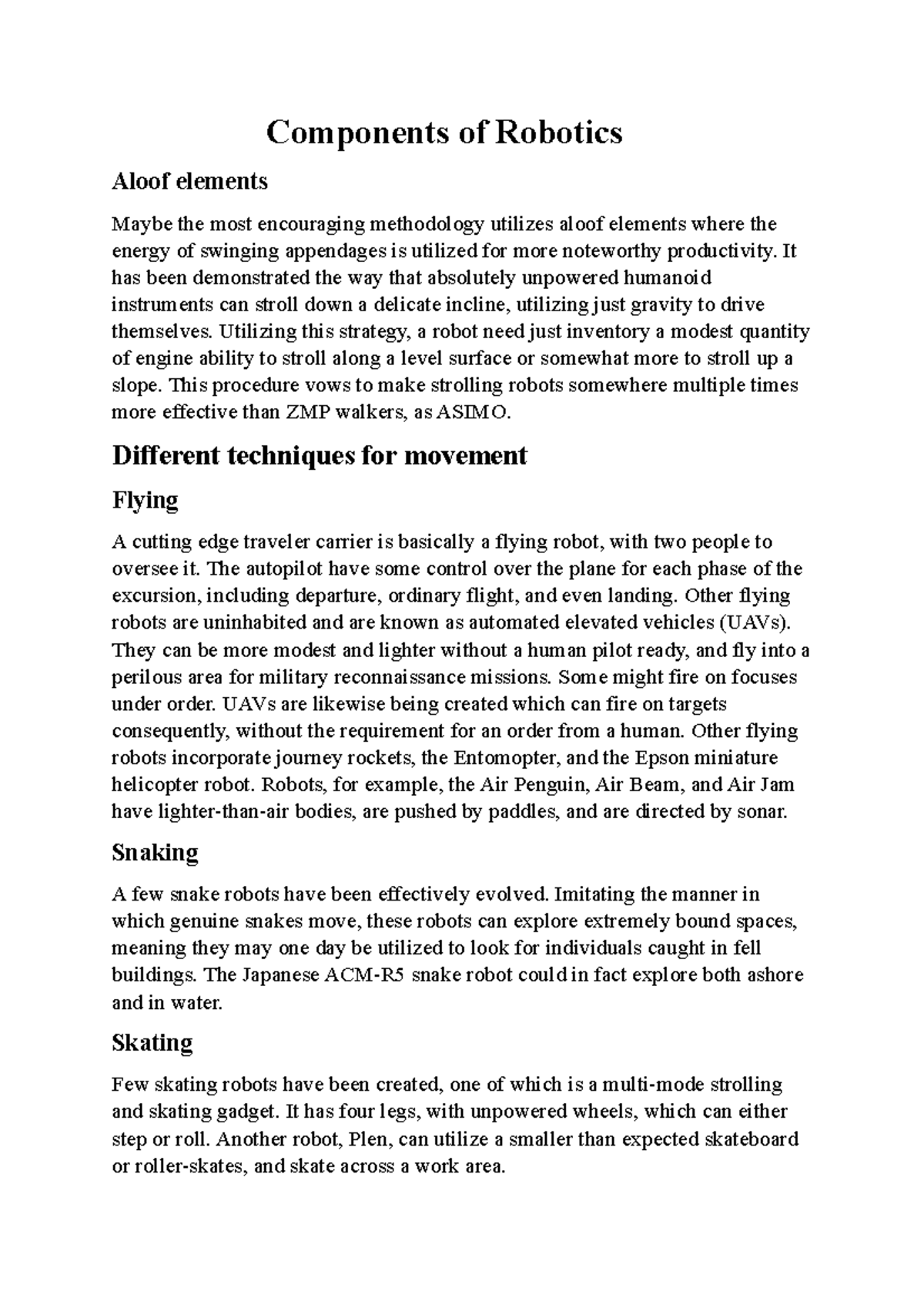 Components of Robotic 2 - Components of Robotics Aloof elements Maybe ...