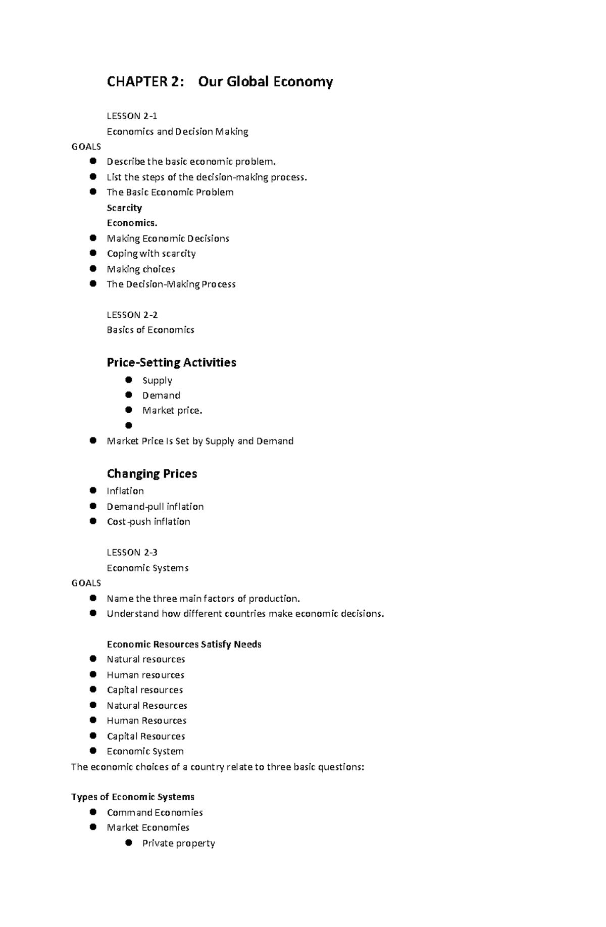 Chapter 2 Our Global Economy - CHAPTER 2: Our Global Economy LESSON 2 ...