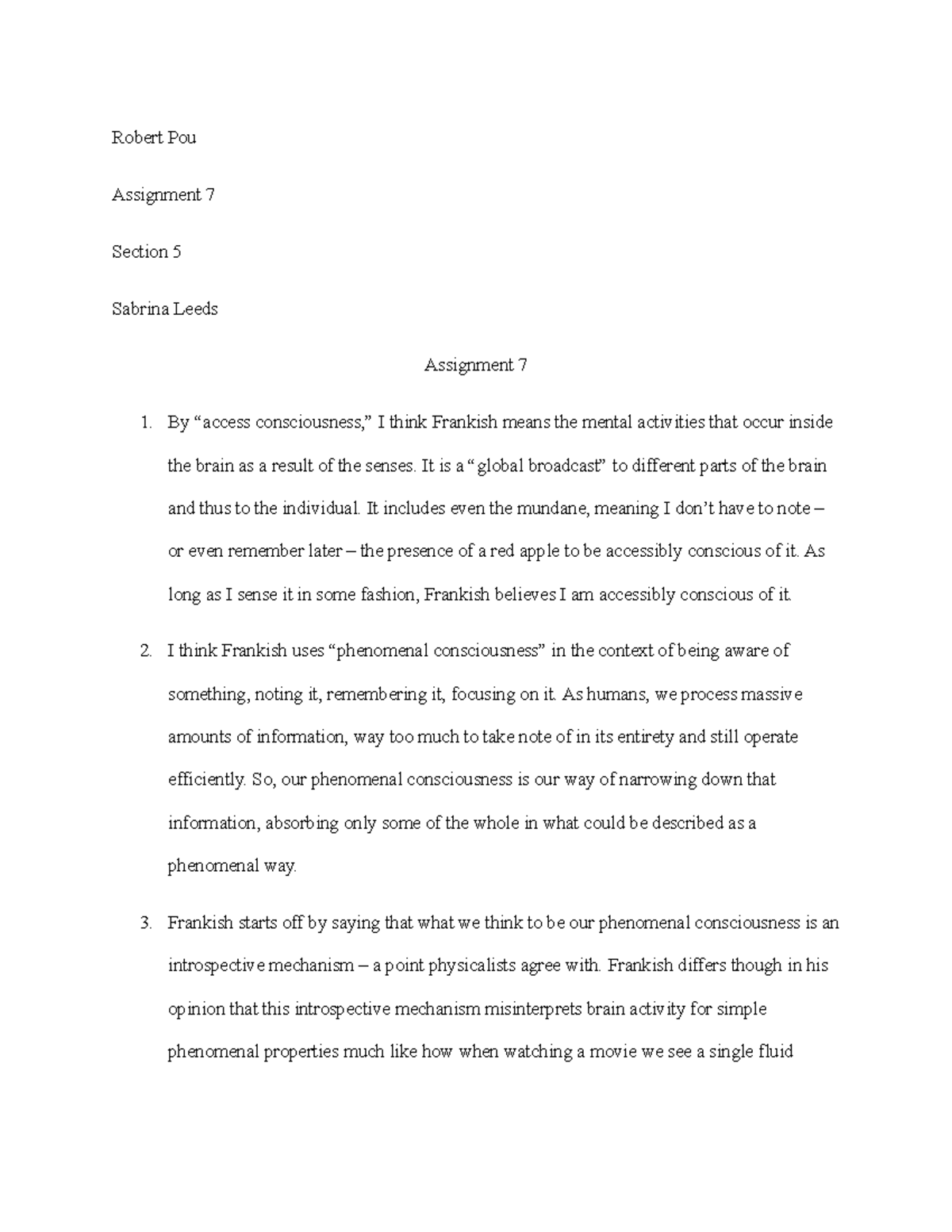 Assignment 7 - Notes - Robert Pou Assignment 7 Section 5 Sabrina Leeds ...
