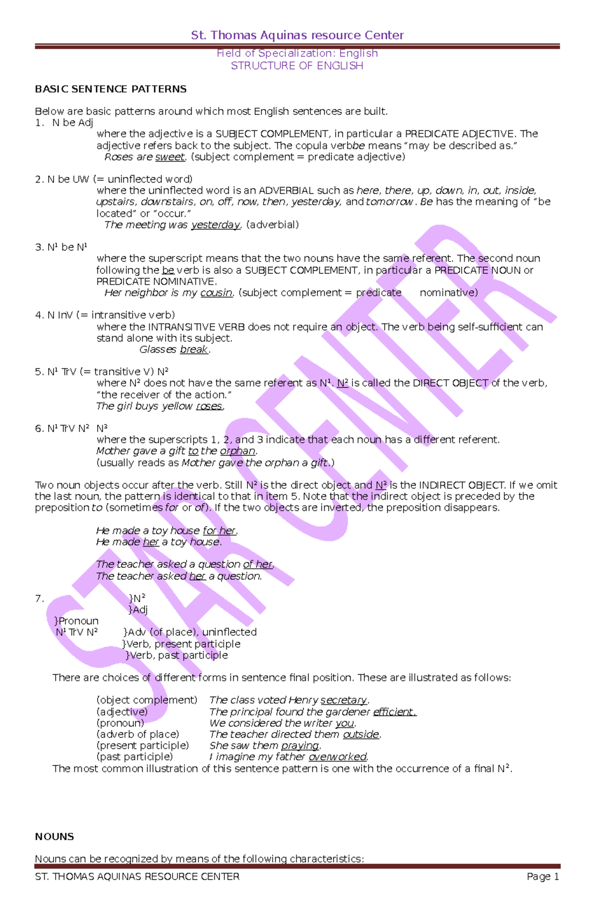 1. Structure of English Discussion Notes for Educ Students - Field of ...