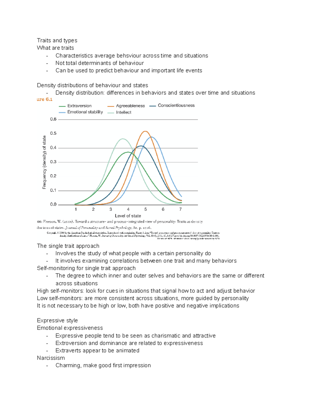 Ps271 final notes - Traits and types What are traits - Characteristics ...