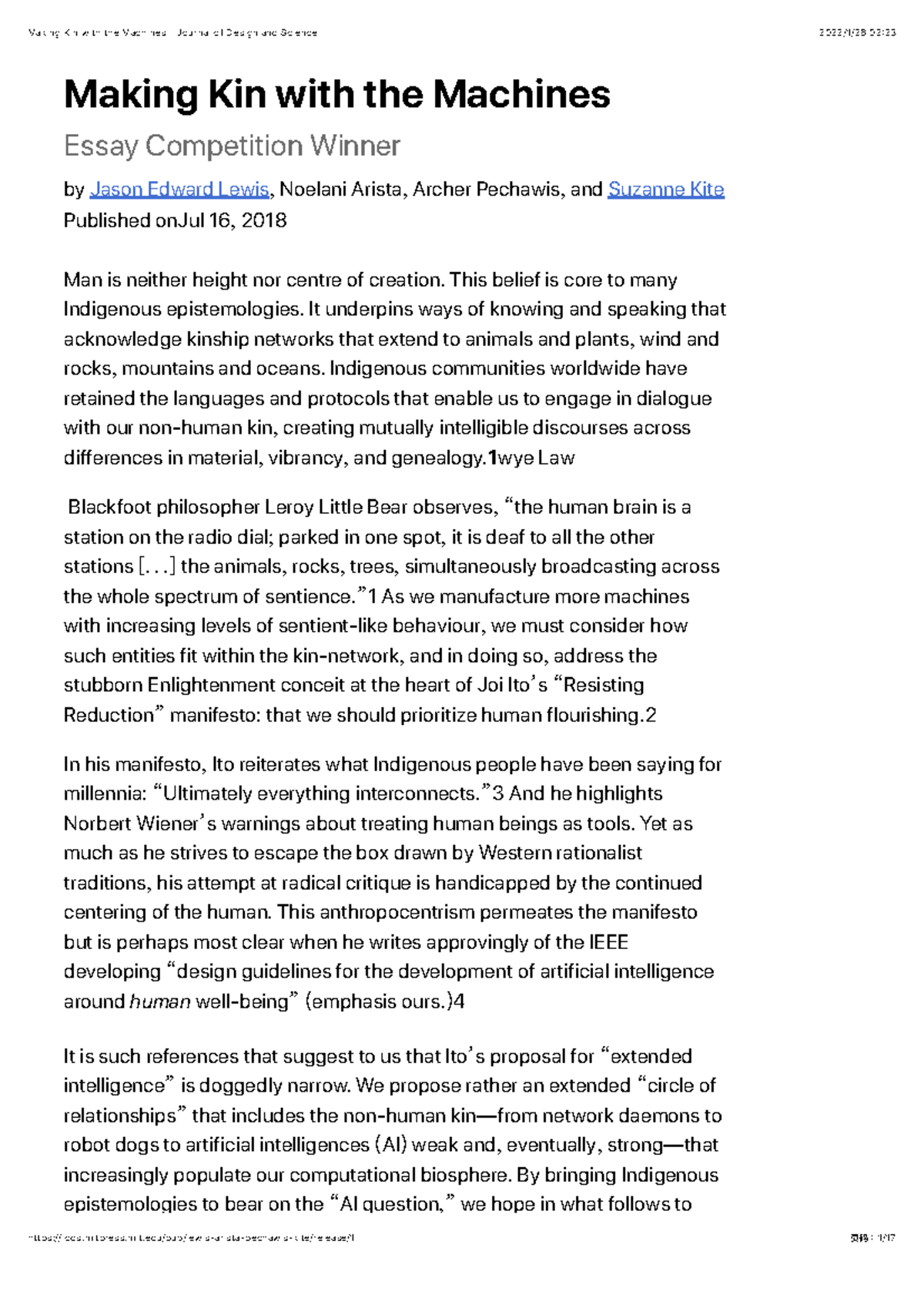 Making Kin with the Machines · Journal of Design and Science - Making ...