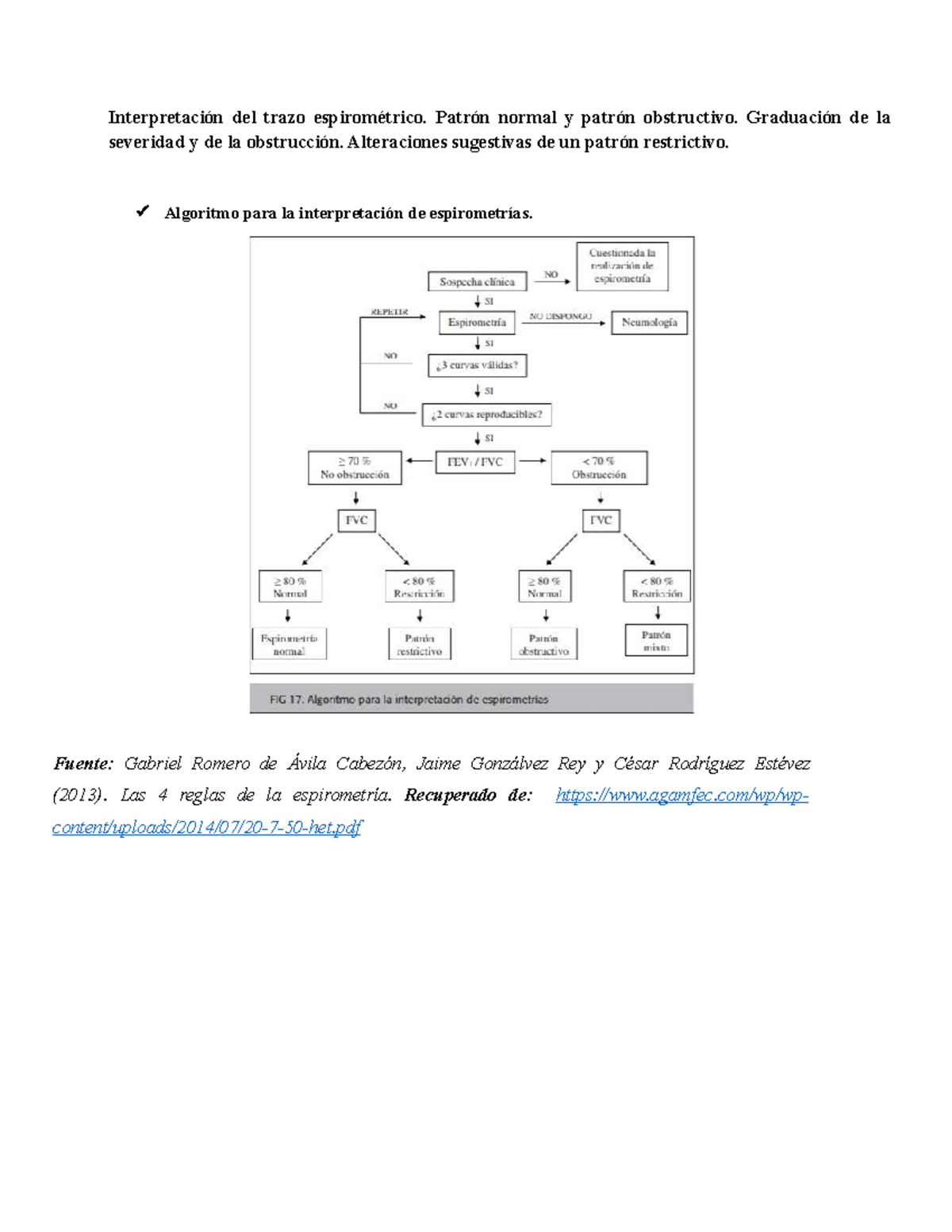 Interpretación del trazo espirométrico - Patrón normal y patrón ...