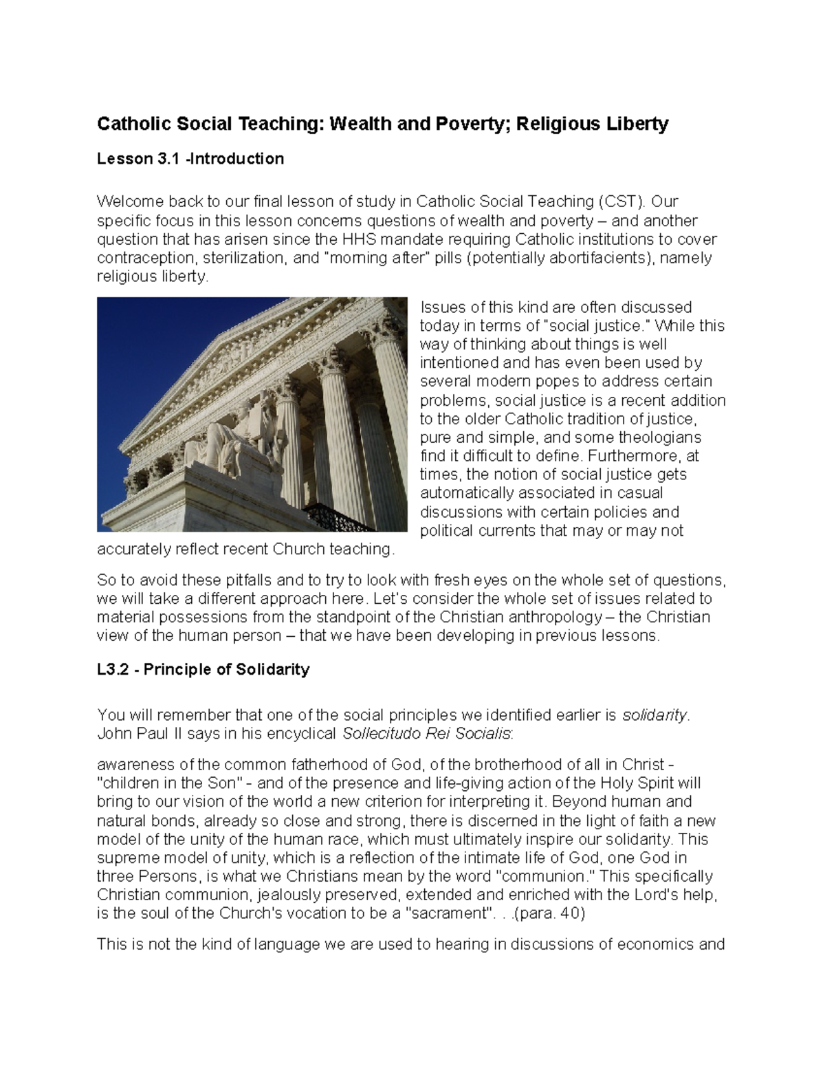 Catholic Social Teaching - Our specific focus in this lesson concerns ...