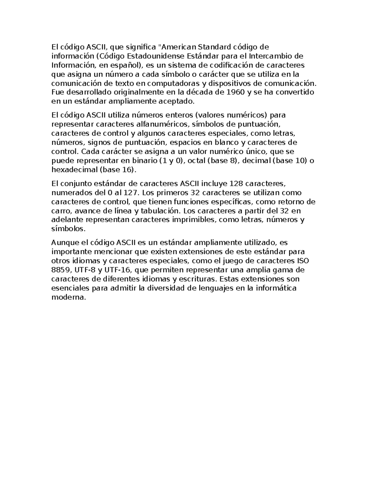 El código Ascii - hola - El código ASCII, que significa "American ...