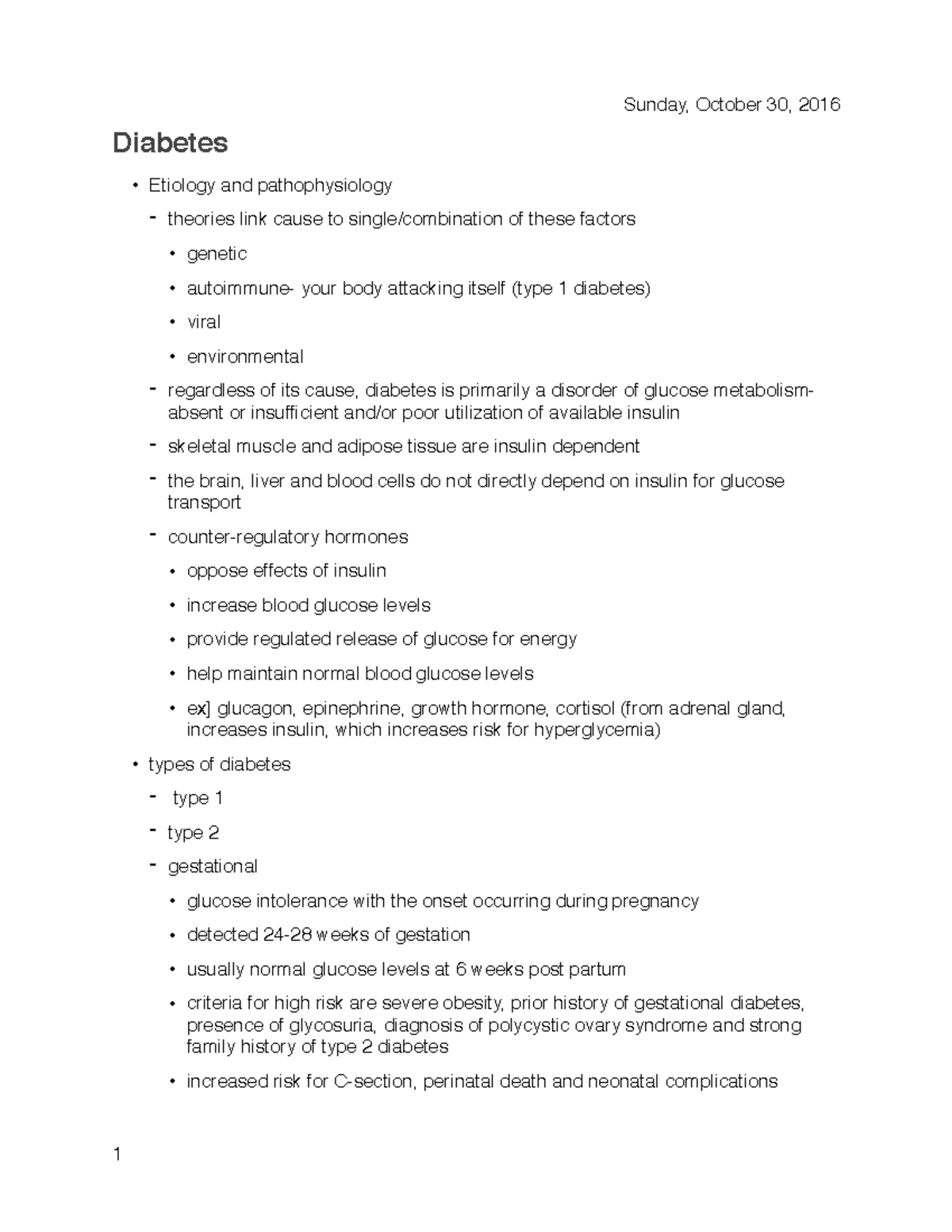Diabetes Notes - Rickeard - Sunday, October 30, 2016 Diabetes ...