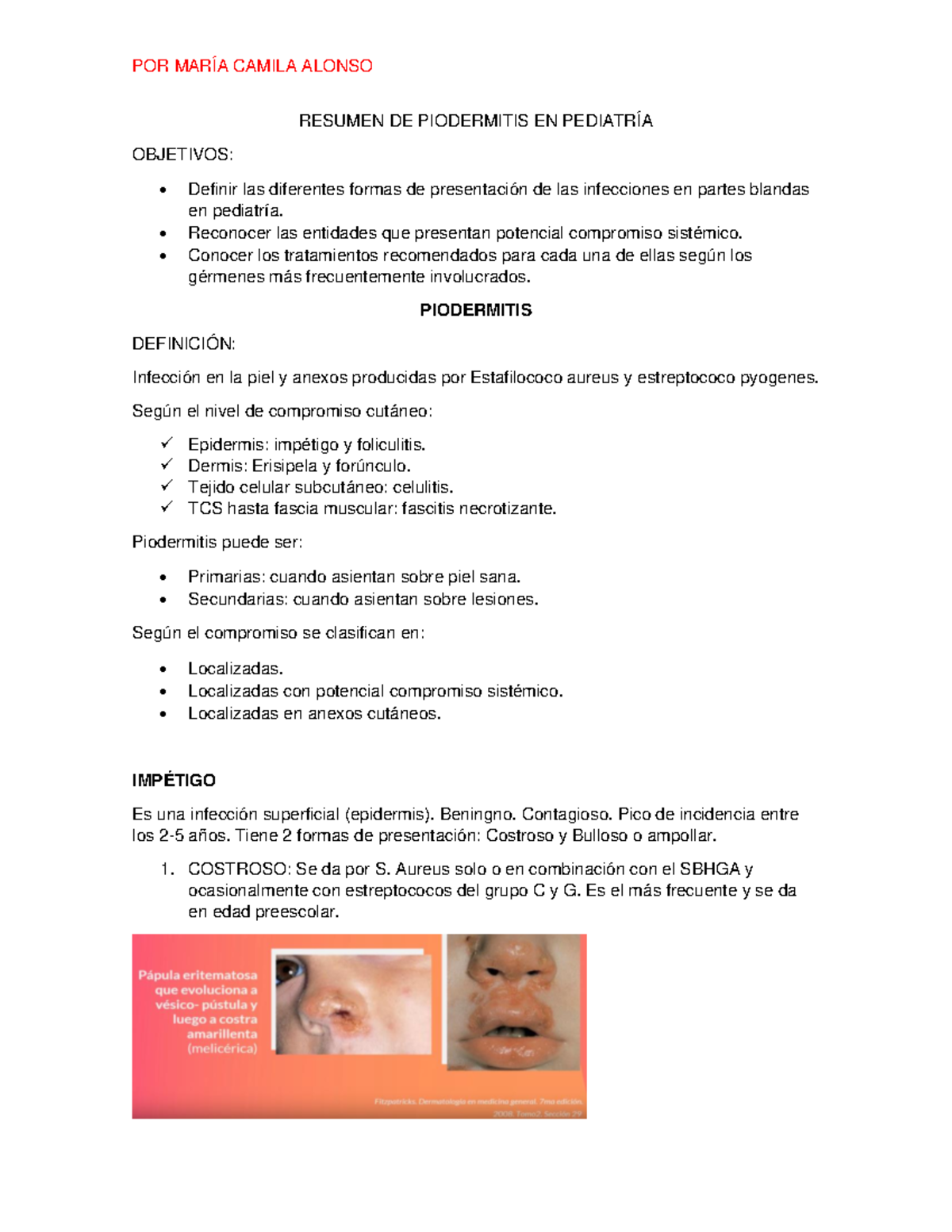 PIODERMITIS EN PEDIATRÍA - Warning: TT: undefined function: 32 RESUMEN ...