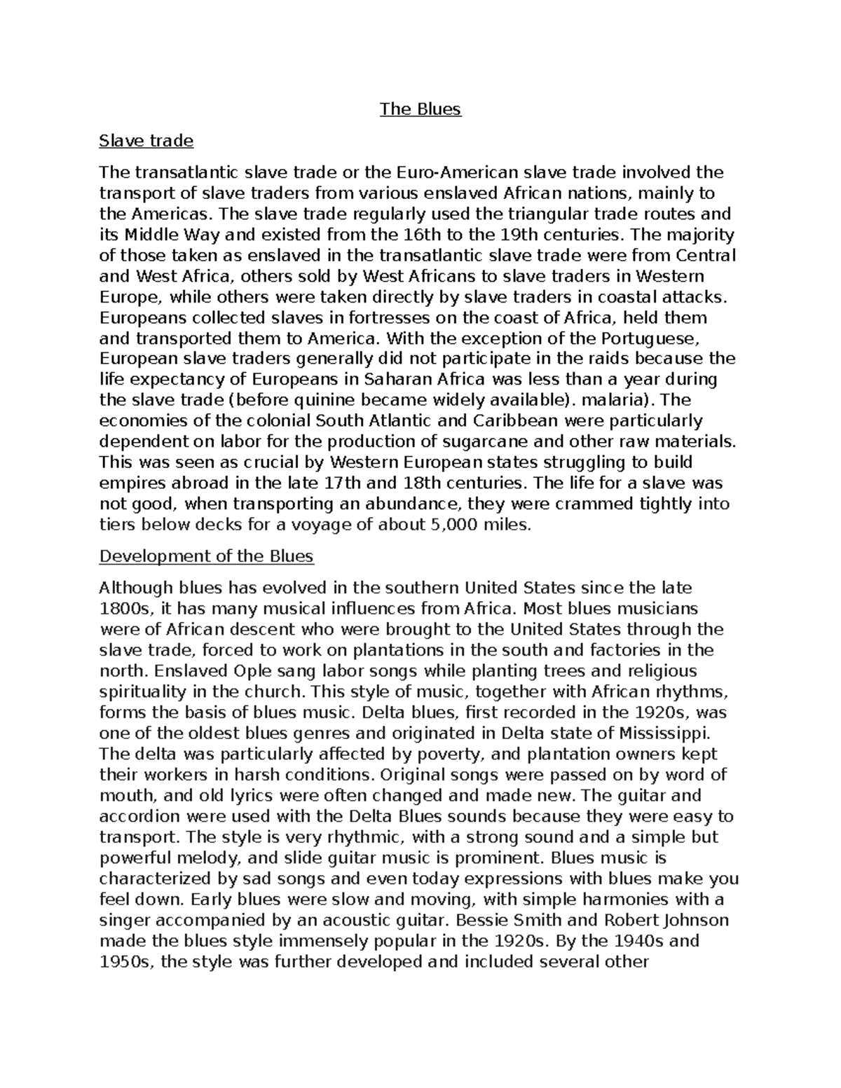 Blues slave trade - Copy - The Blues Slave trade The transatlantic ...