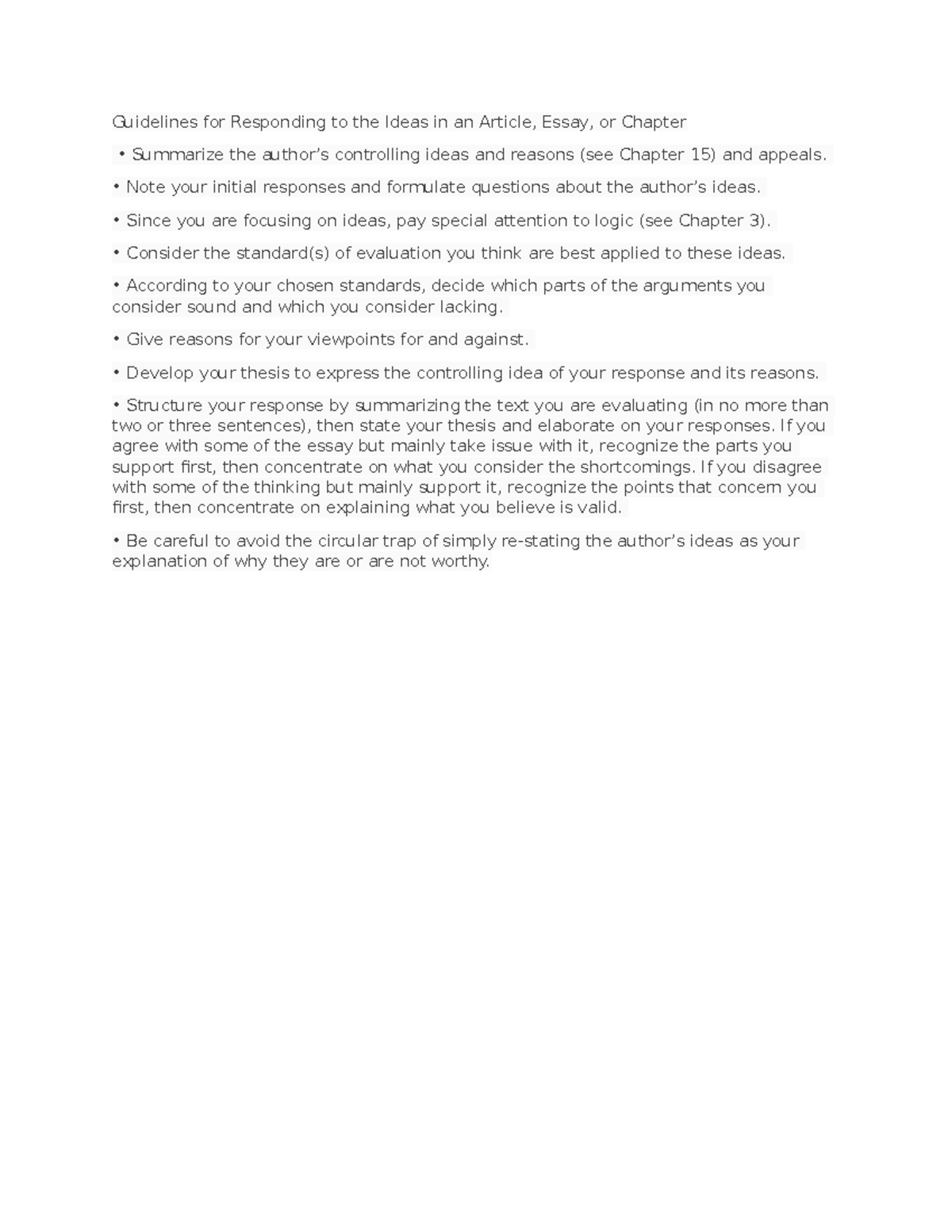 Guidelines for responding to essay, article - Biol 204 - AU - Studocu