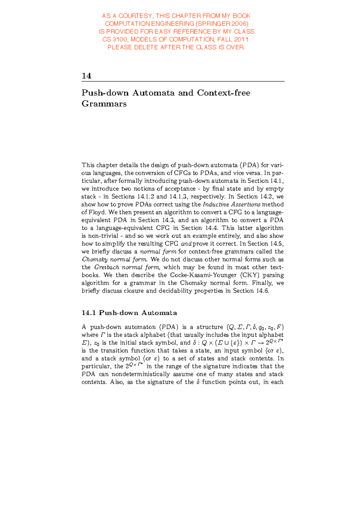 Push Down Automata And Context Free Grammars 14 Push Down Automata And Context Free Grammars